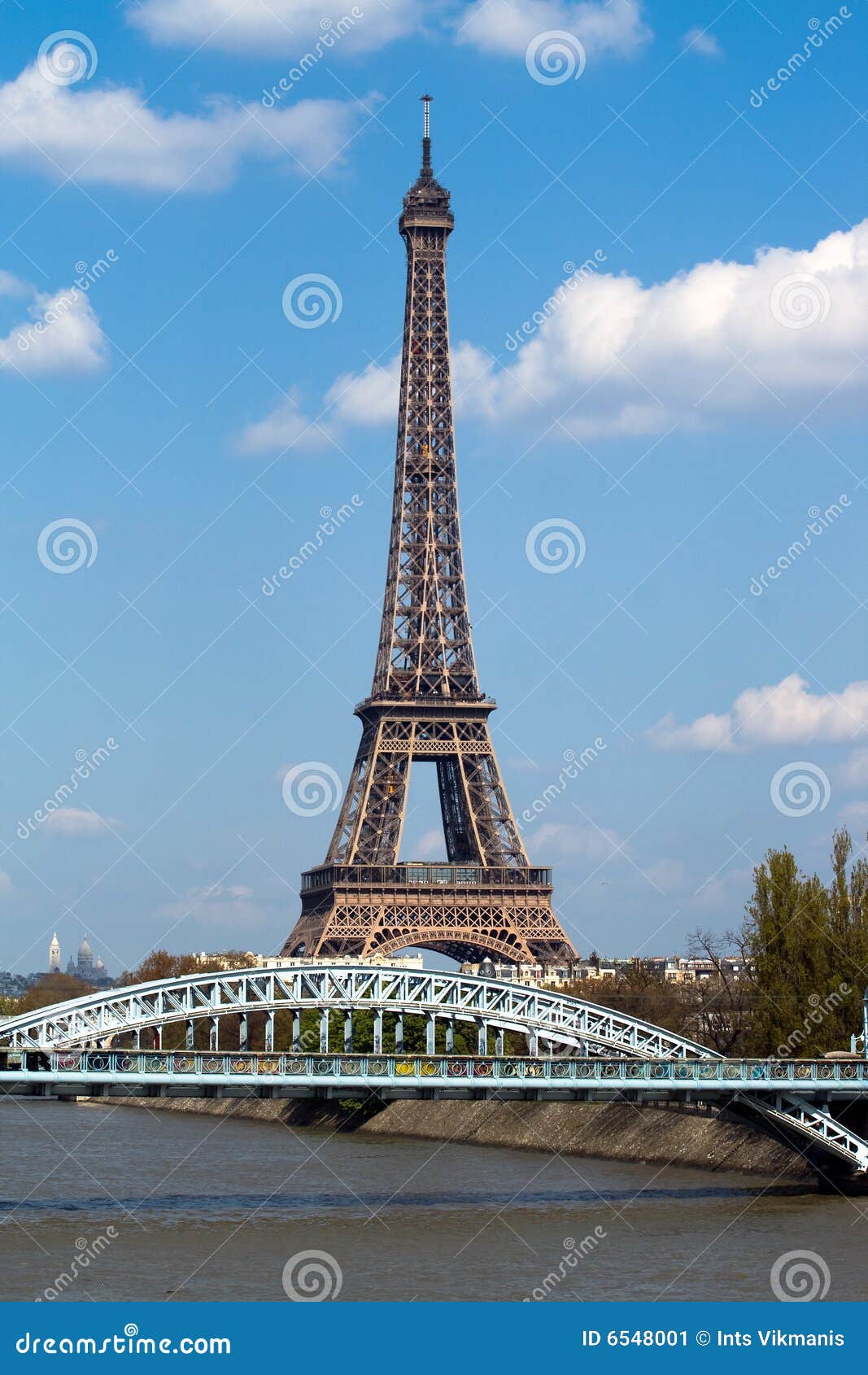 Eiffel Tower and Railway Bridge in Paris Stock Image - Image of ...
