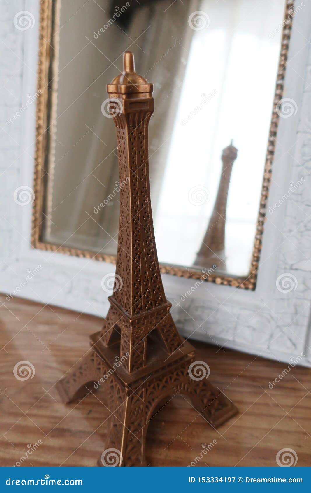 Eiffel Tower Reproduction Reflects in Mirror Stock Image - Image of ...