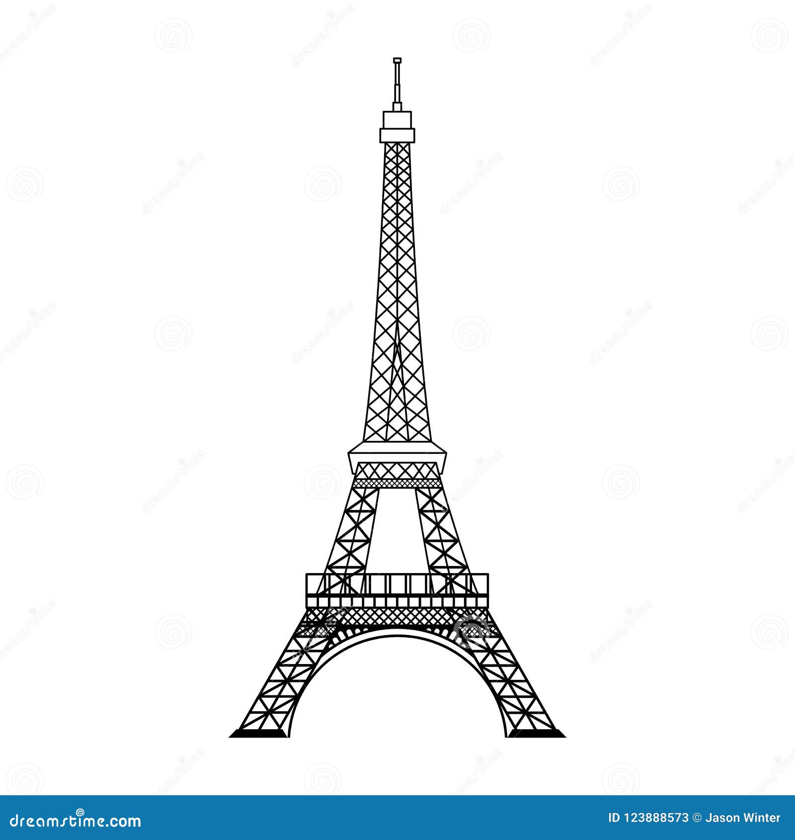 Eiffel Tower Silhouette stock vector. Illustration of travel - 123888573