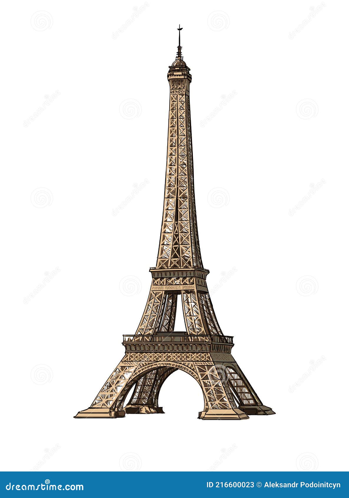 Eiffel Tower from a Splash of Watercolor, Colored Drawing, Realistic ...