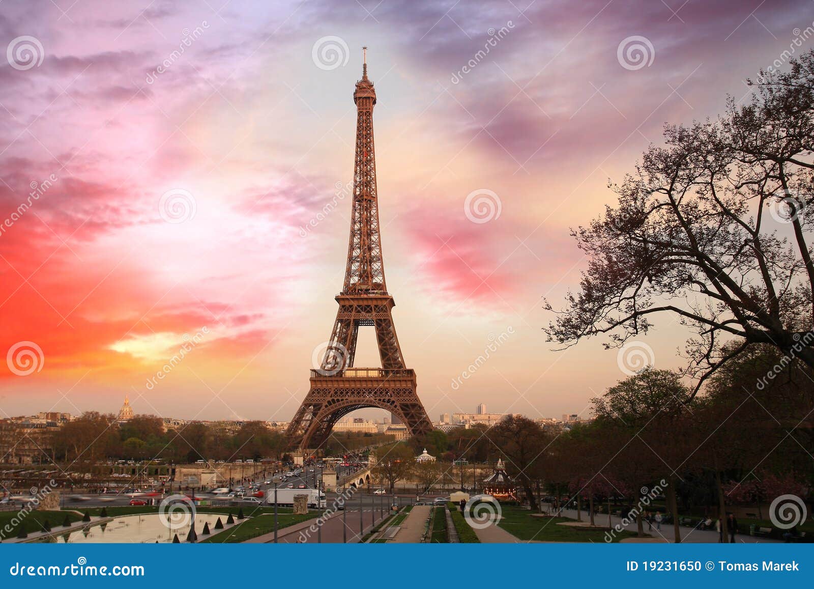 Eiffel Tower in Spring Morning, Paris, France Stock Photo - Image of ...