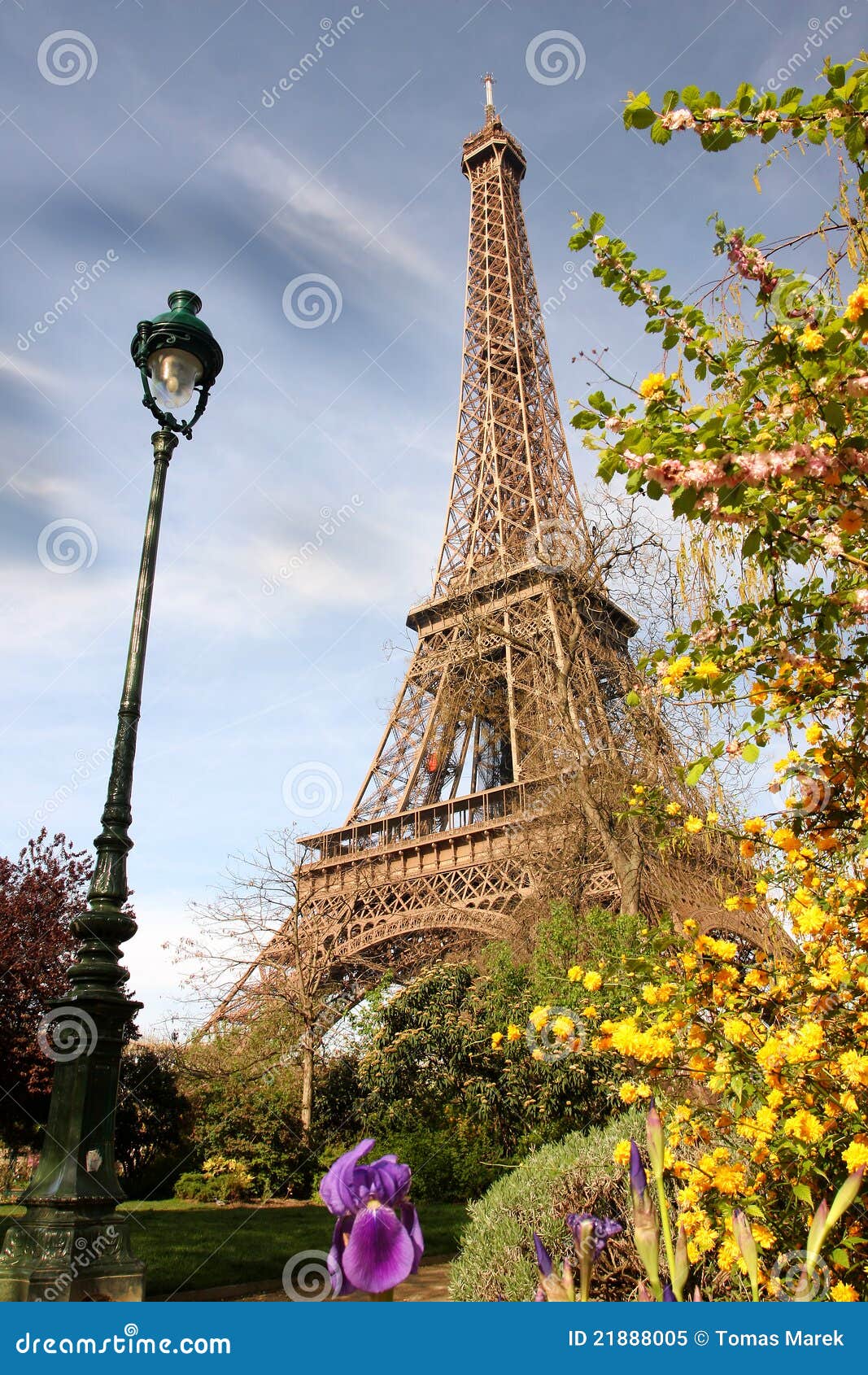 Eiffel Tower in Spring Time, Paris, France Stock Image - Image of glow ...