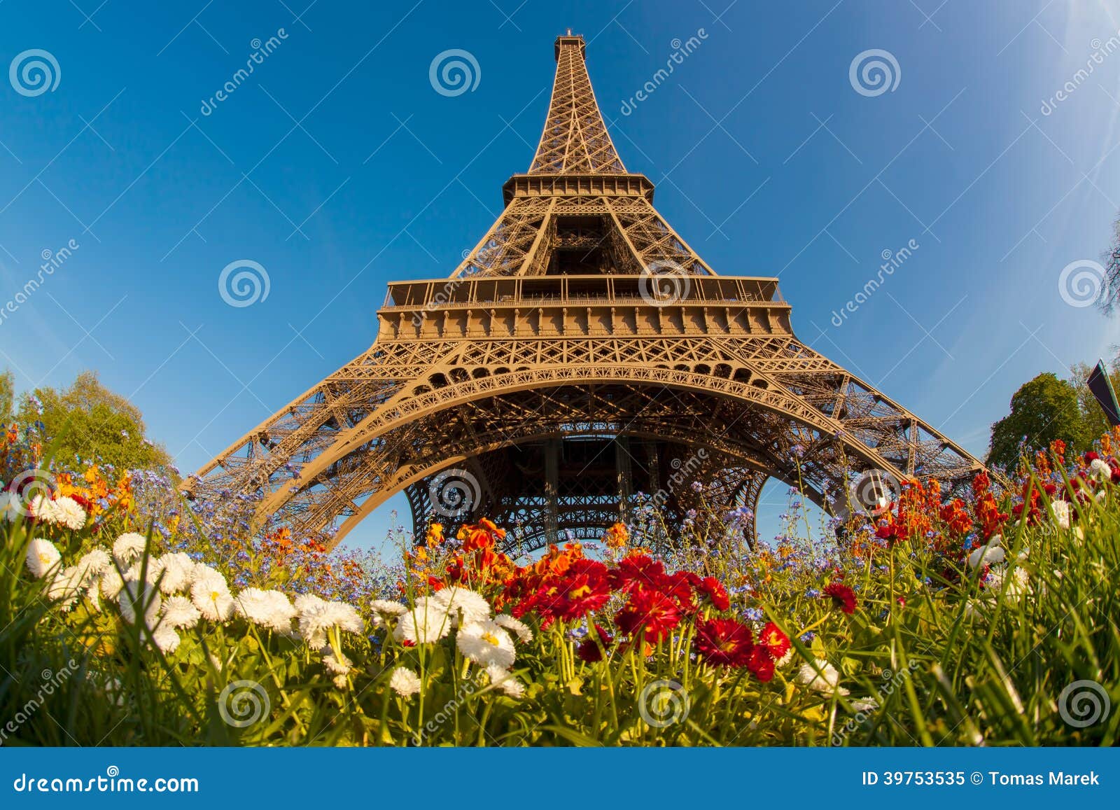 Eiffel Tower in Spring Time, Paris, France Stock Image - Image of ...