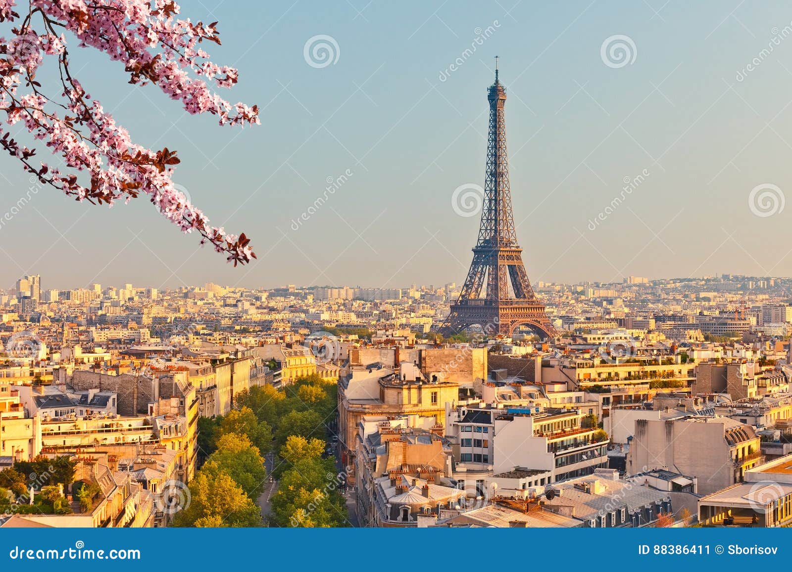 Eiffel Tower at spring stock image. Image of cityscape - 88386411