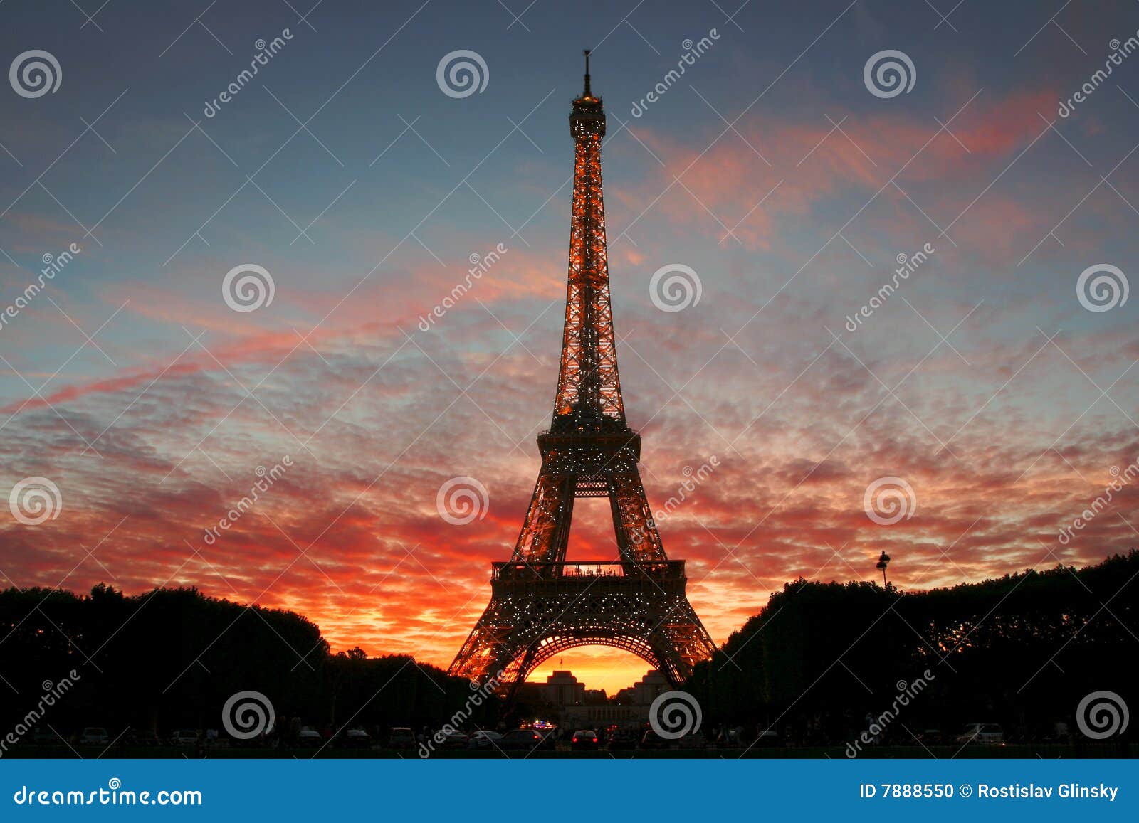 Eiffel Tower on sunset. editorial image. Image of city - 7888550
