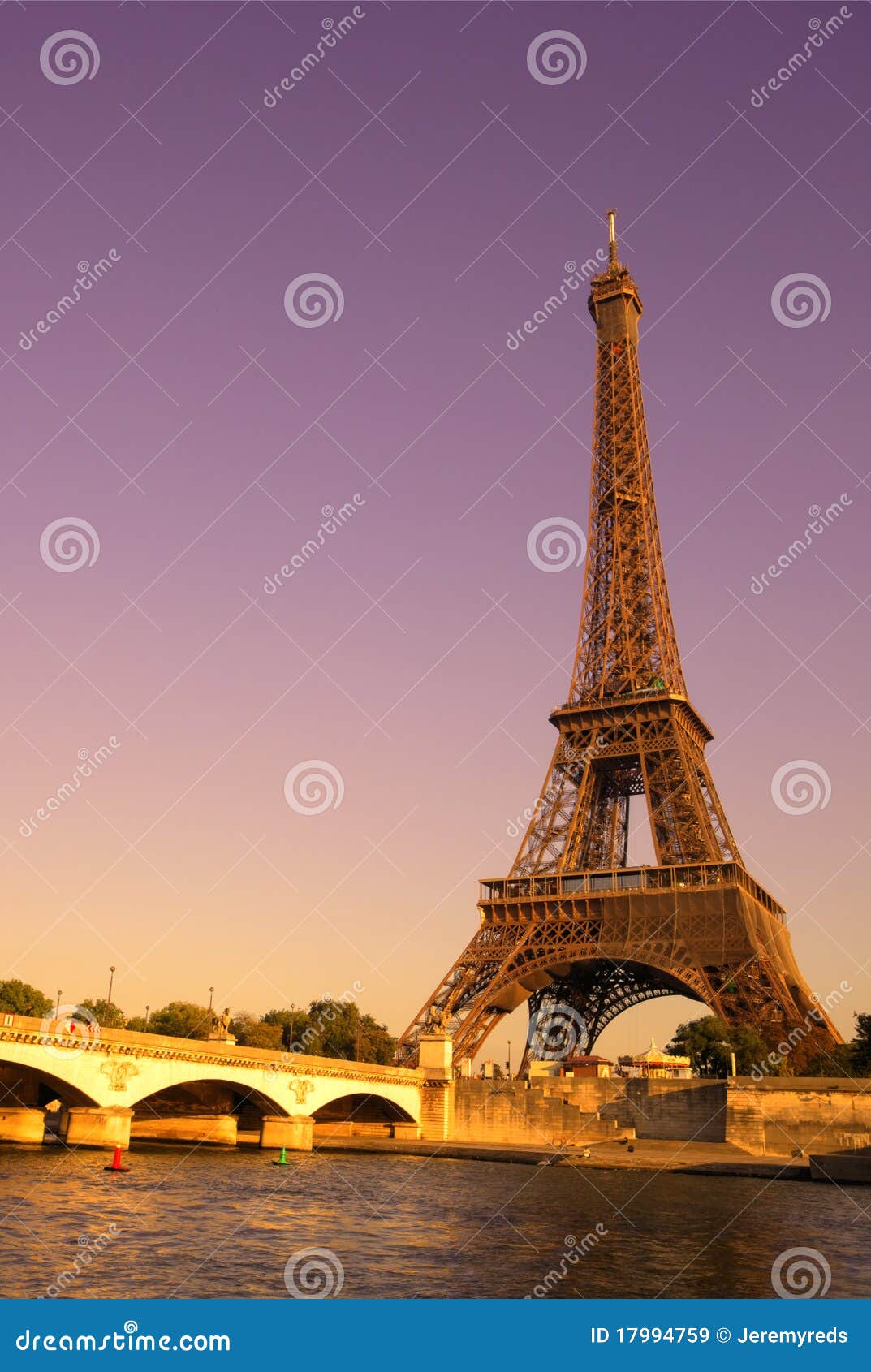 Eiffel Tower at Sunset in Paris Stock Image - Image of famous, light ...