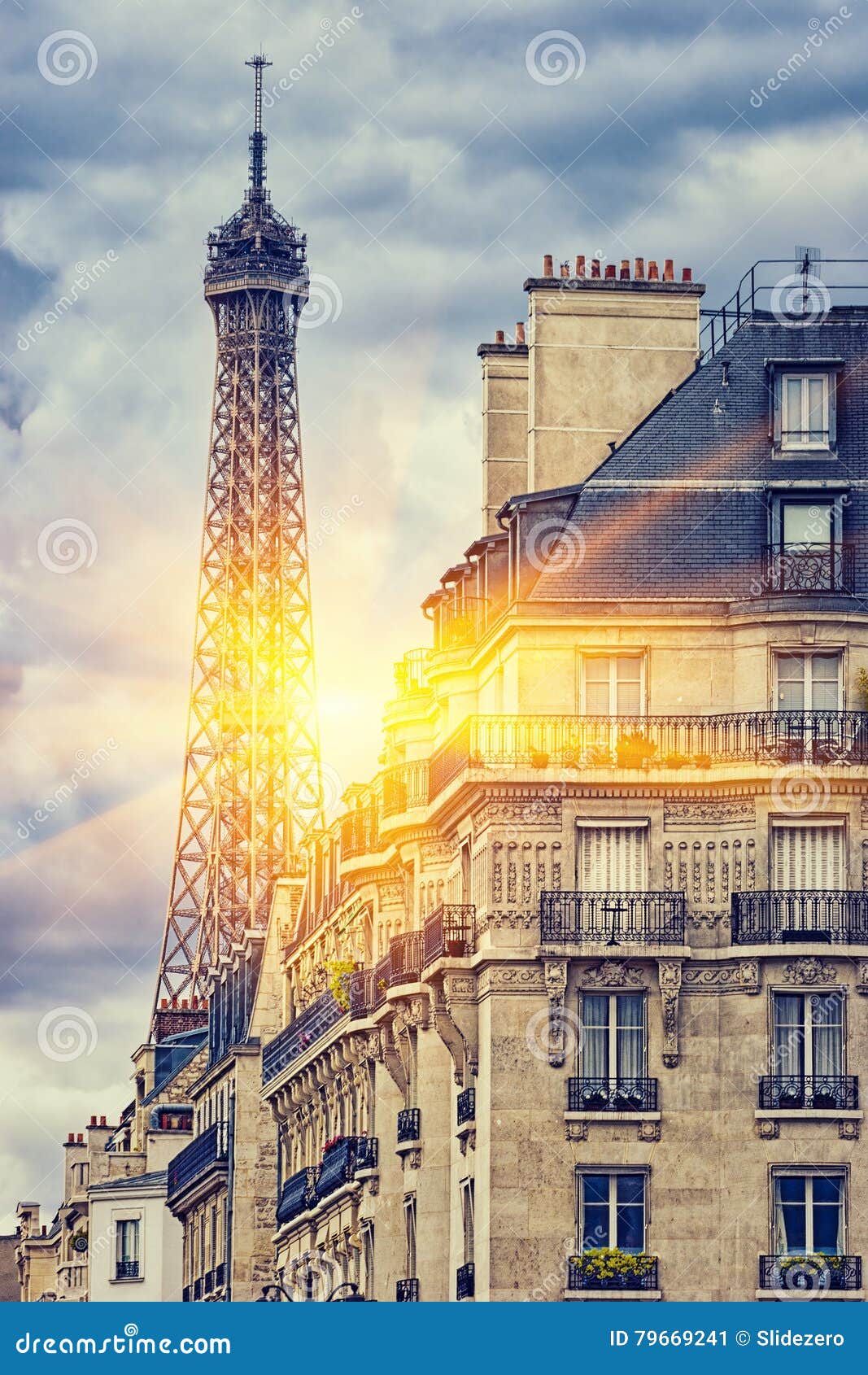 The Eiffel Tower Under Sun Light Stock Image - Image of landmark ...