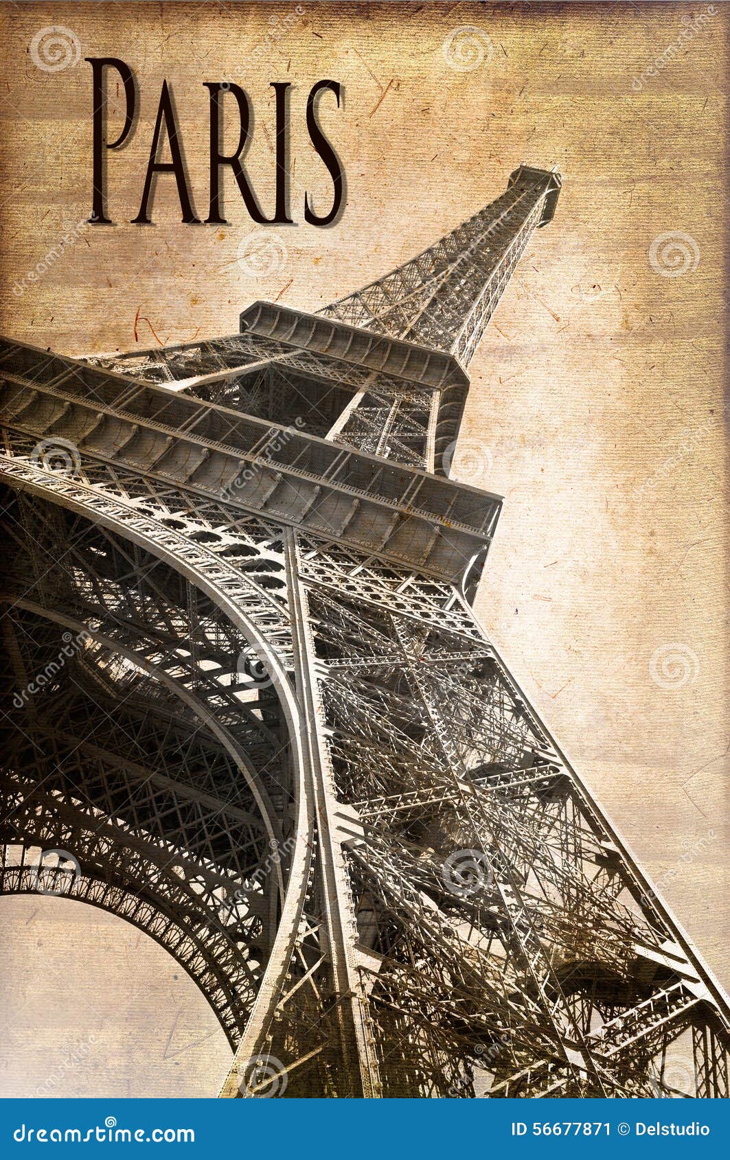 Eiffel Tower, Vintage Style Stock Image - Image of cityscape, word ...