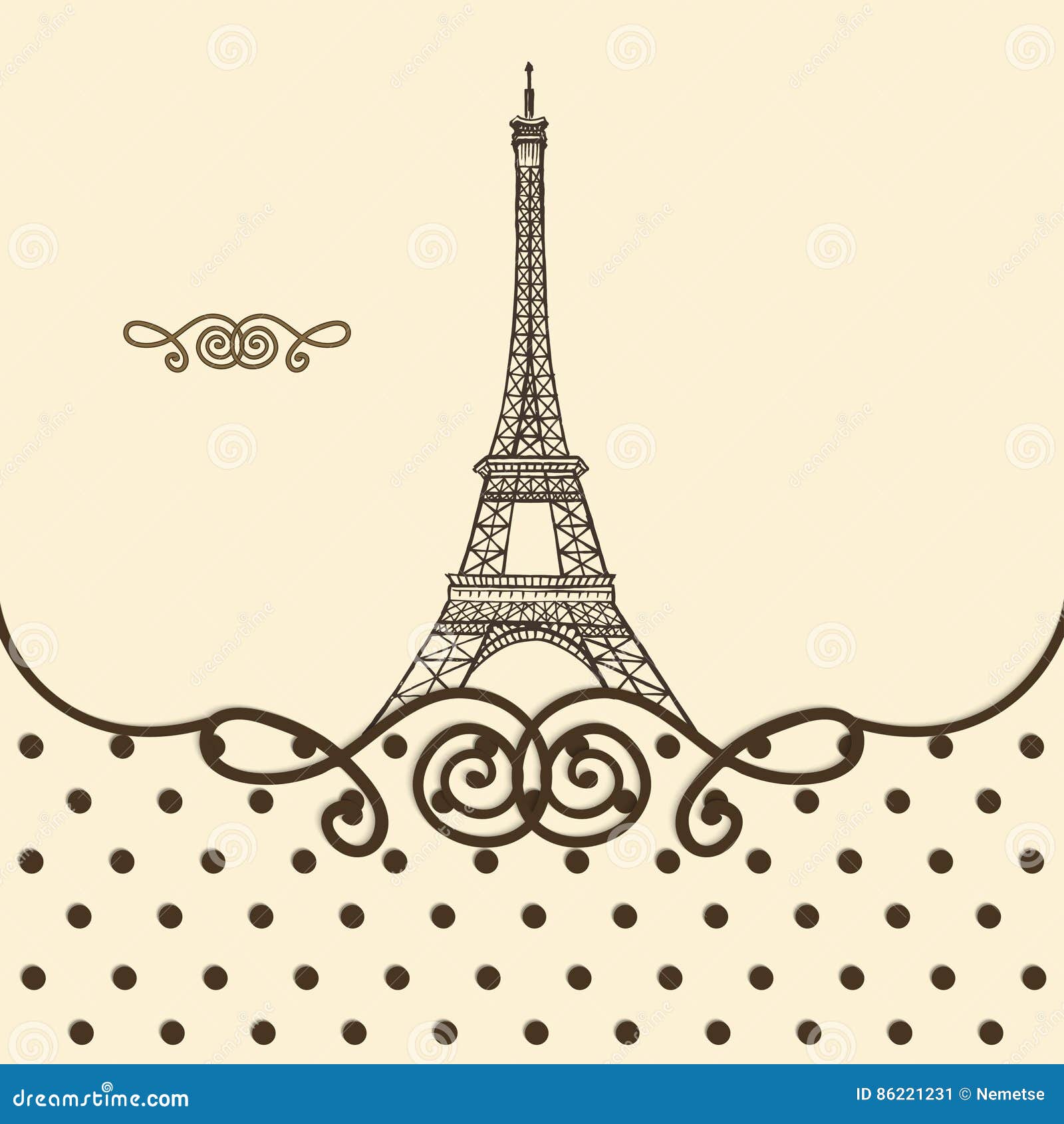 Eiffelturm, Paris-Hand Gezeichnet Vektor Abbildung - Illustration von ...