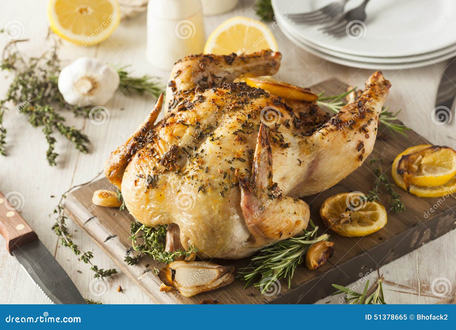 Eigengemaakt Citroen En Herb Whole Chicken Stock Afbeelding - Image of ...
