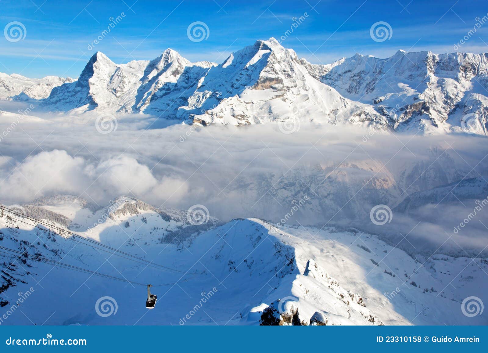Eiger, Monch and Jungfrau, Swiss Alps Stock Photo - Image of peak ...