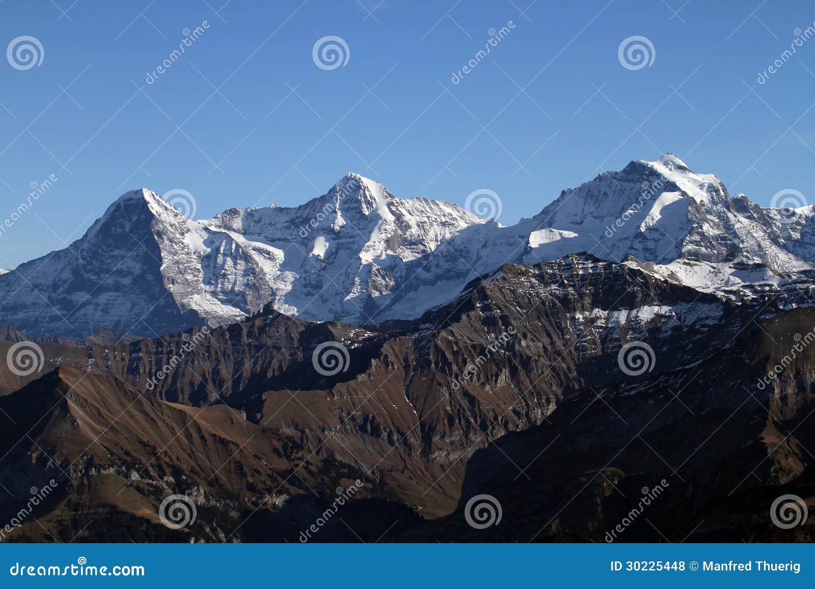 Eiger, Monch and Jungfrau stock photo. Image of europe - 30225448