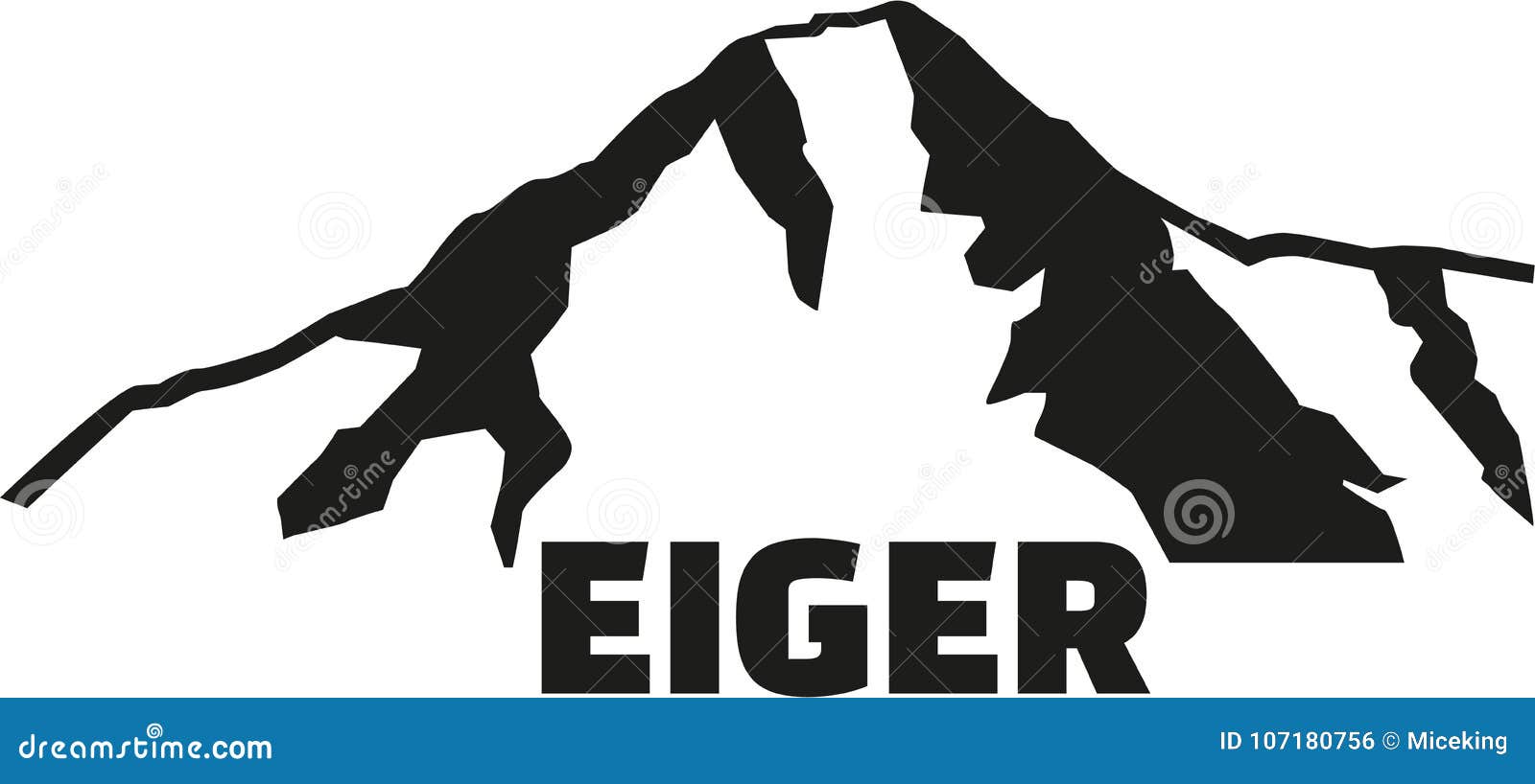 Eiger Mountain Silhouette with Name Stock Vector - Illustration of alps ...