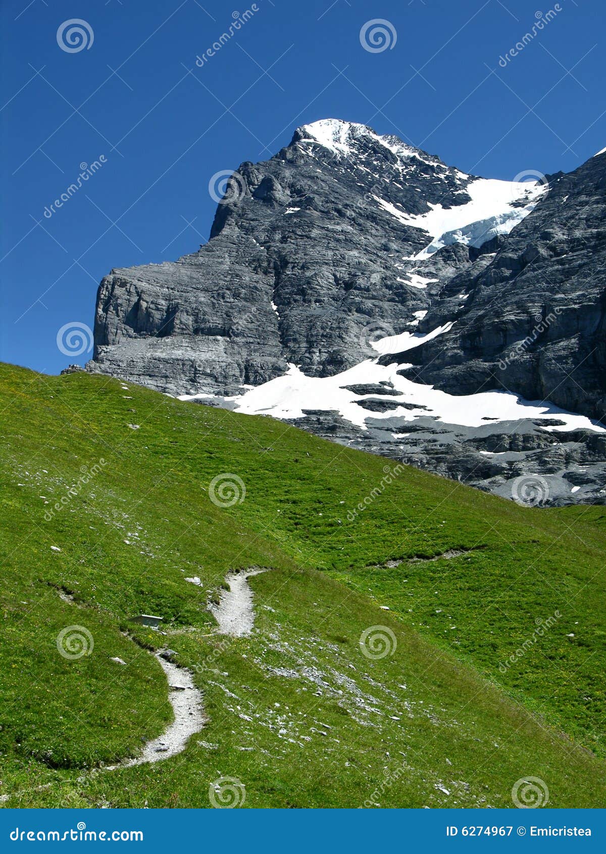 Eiger Mountain (Switzerland) Stock Image - Image of climber ...
