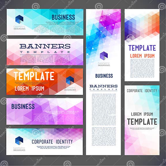 Eight Abstract Design Banners Vector Template Design Stock Vector ...