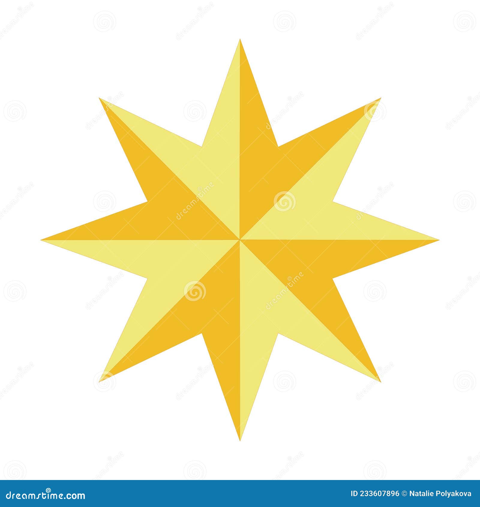 Eight Angle Star in Yellow and Orange on White Background Stock Vector ...