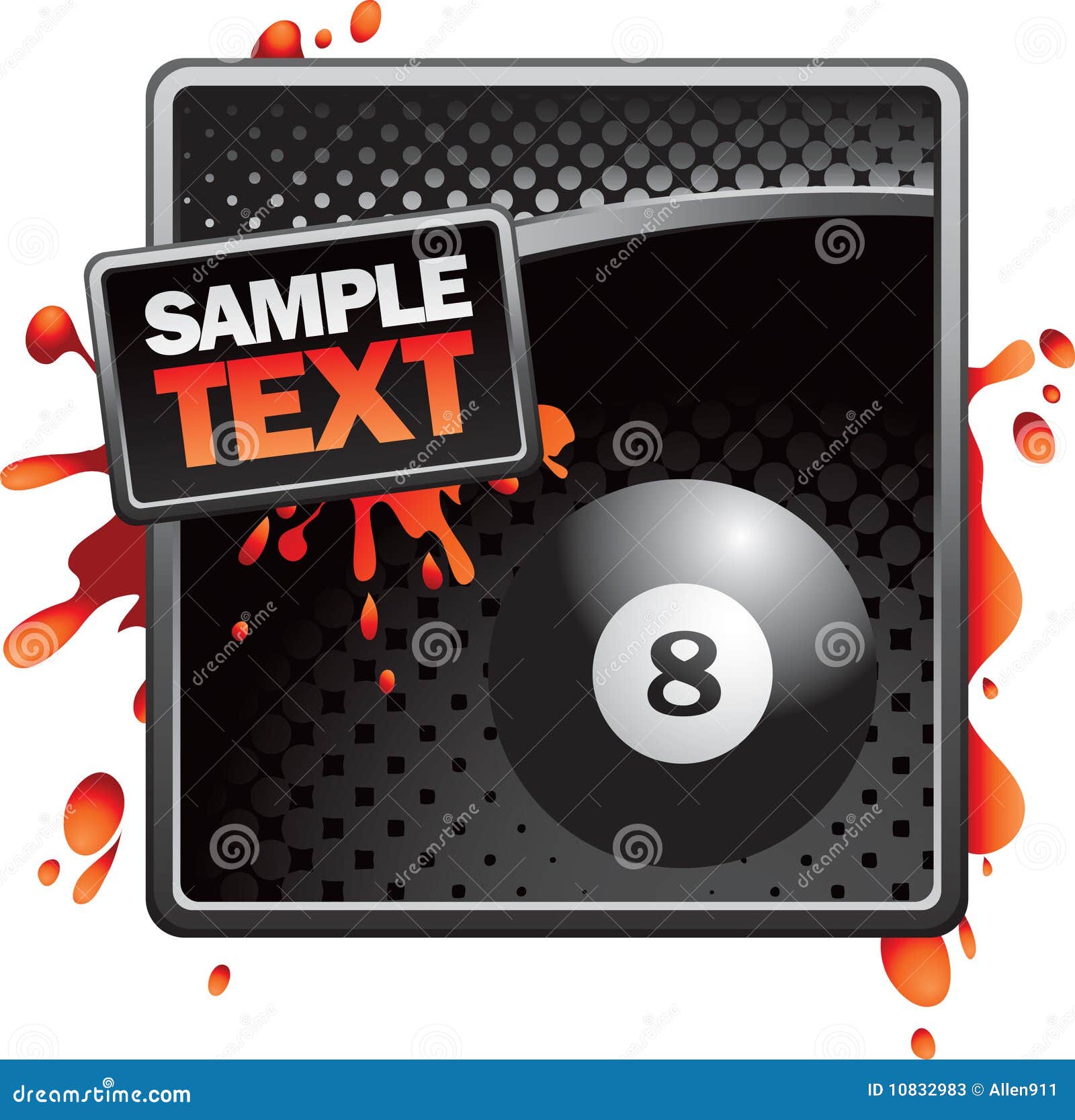 Eight Ball on Black Halftone Banner Stock Vector - Illustration of ...