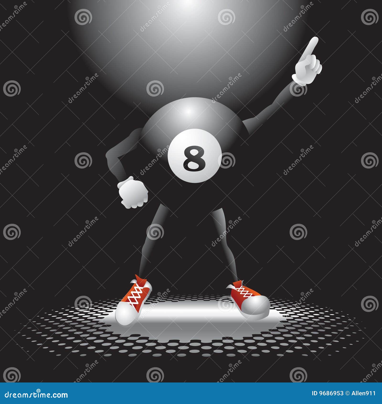 Eight Ball Character on the Dance Floor Stock Vector - Illustration of ...