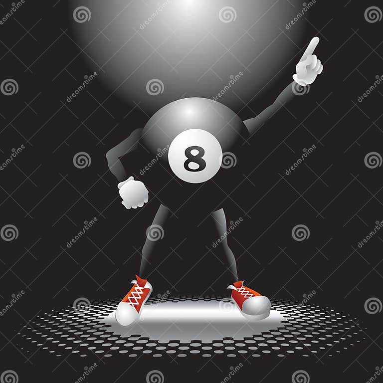 Eight Ball Character on the Dance Floor Stock Vector - Illustration of ...