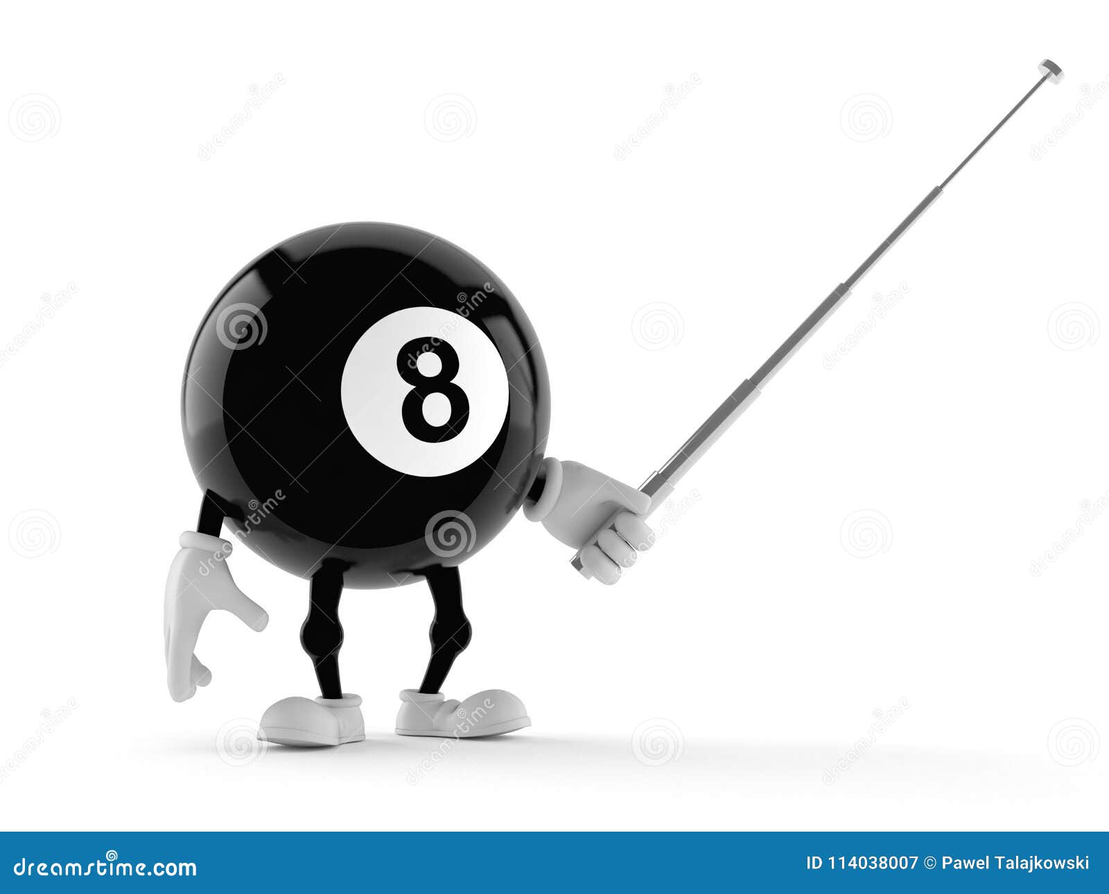 Eight Ball Character Holding Pointer Stick Stock Illustration ...