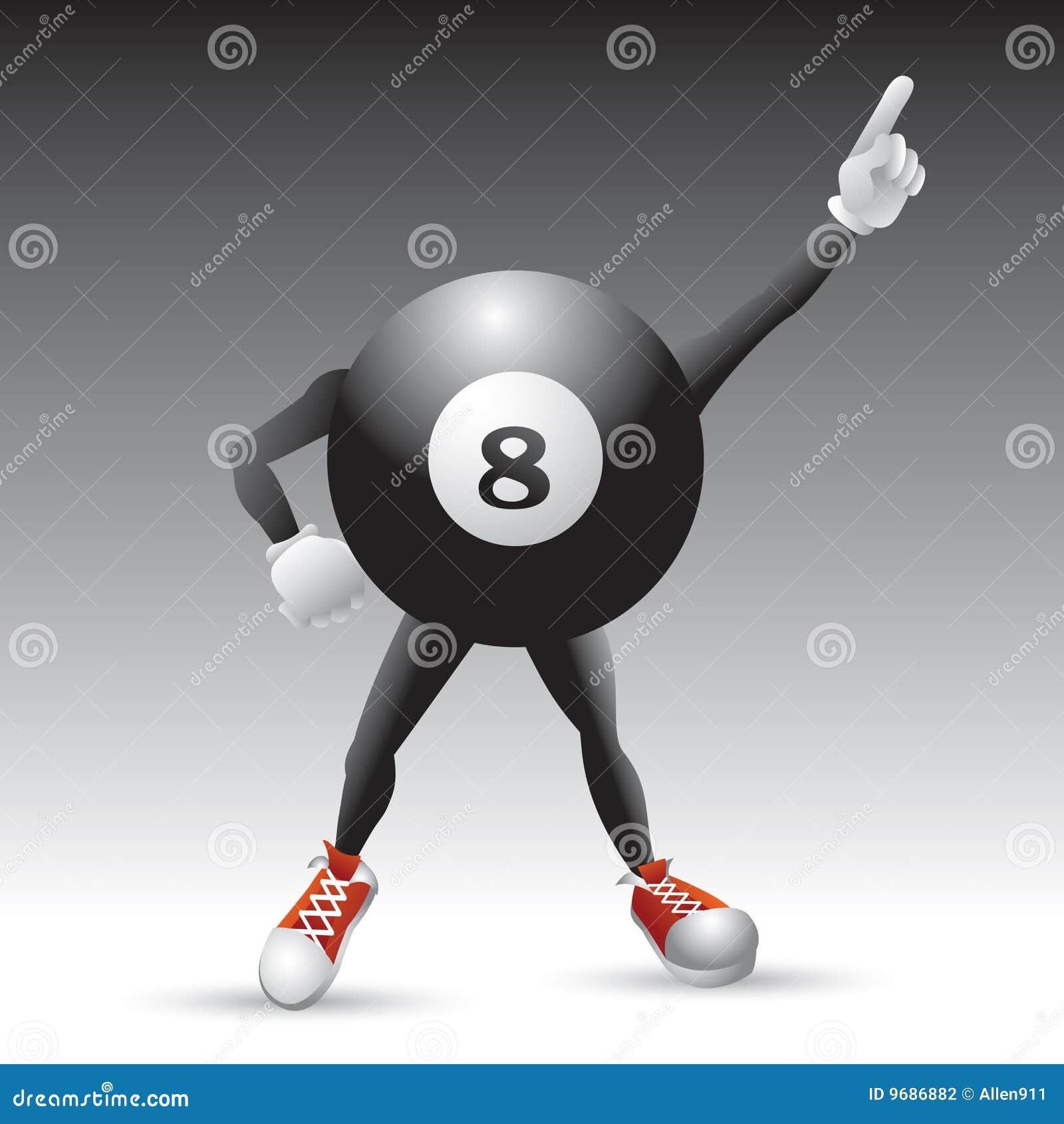 Eight Ball Character Striking a Pose Stock Vector - Illustration of ...