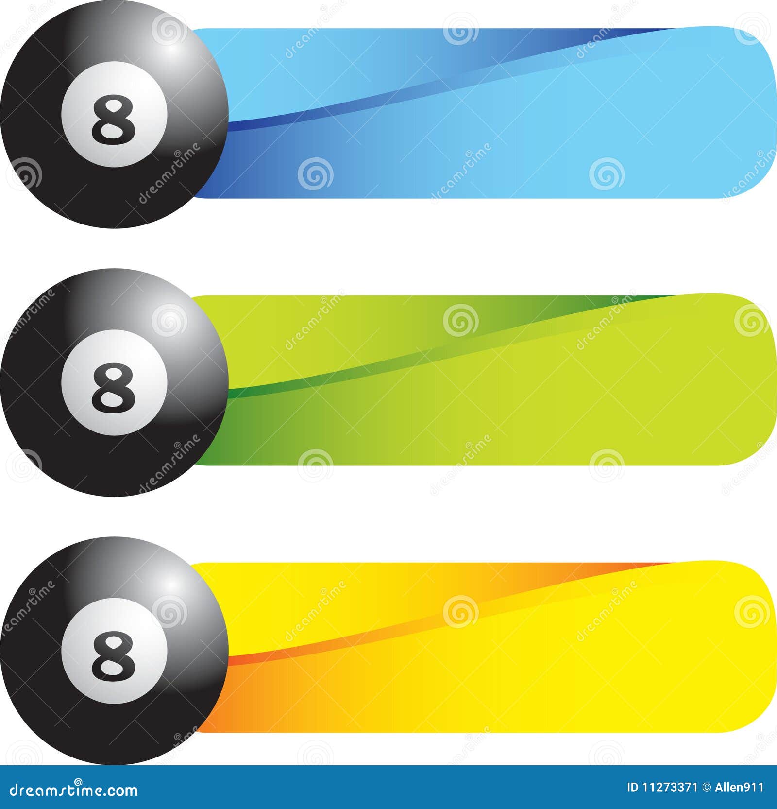 Eight ball on colored tabs stock vector. Illustration of black - 11273371