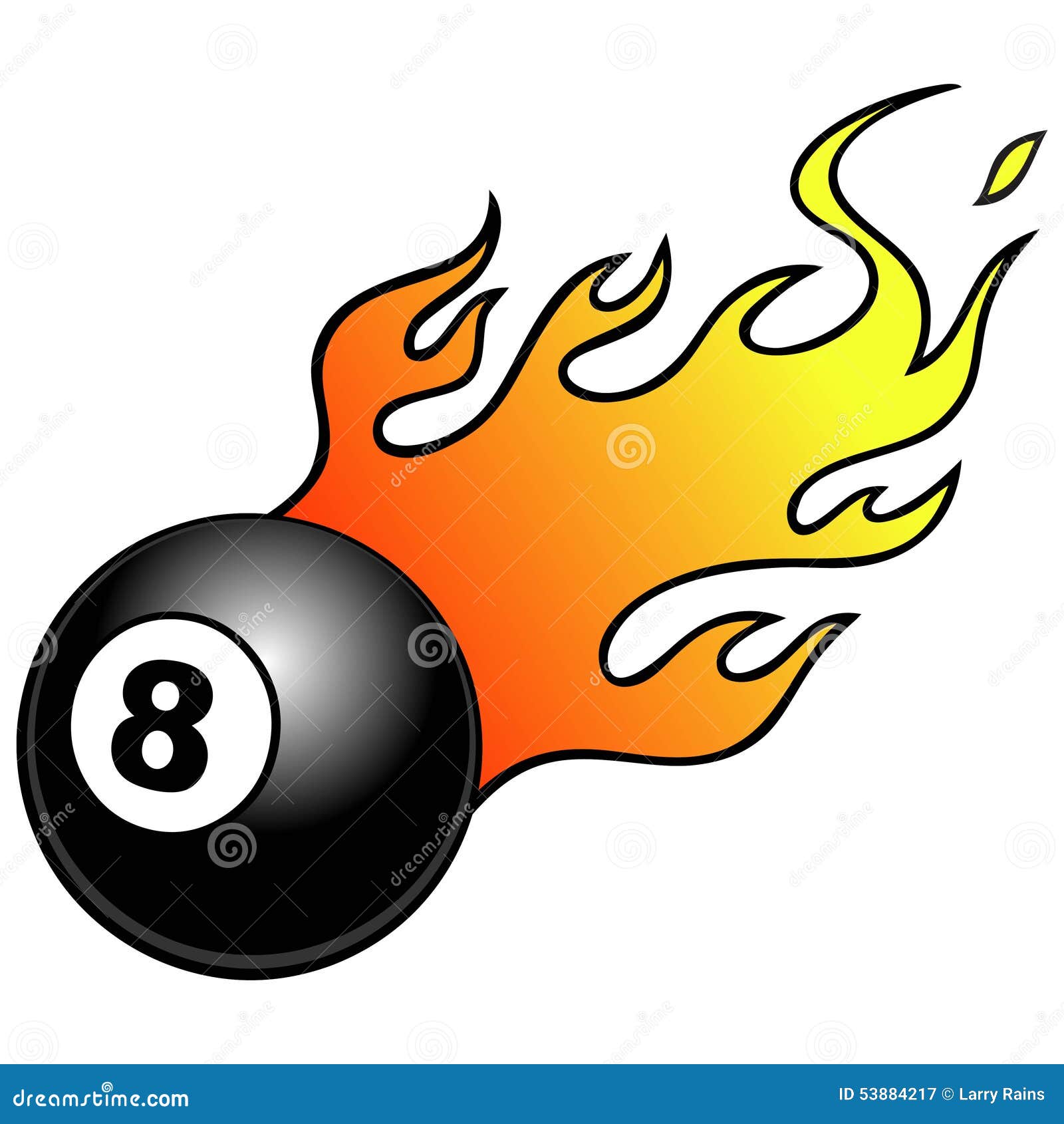 Eight ball with Flames stock vector. Illustration of sport - 53884217