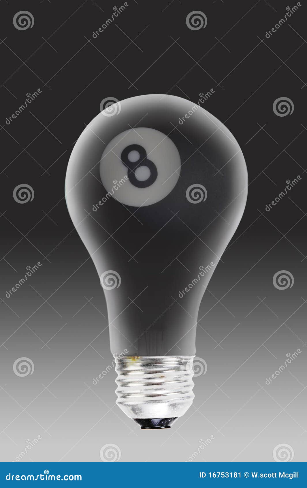 Eight ball in light bulb stock illustration. Illustration of grey ...