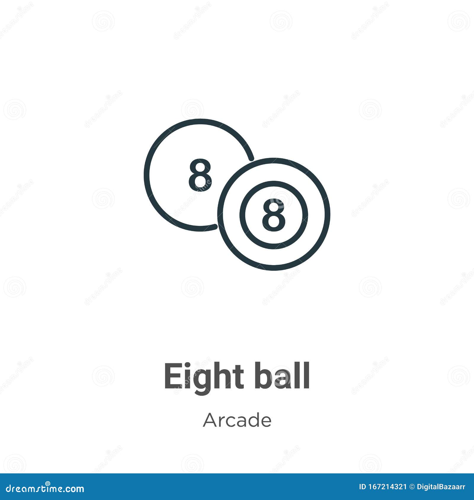 Eight Ball Outline Vector Icon. Thin Line Black Eight Ball Icon, Flat ...