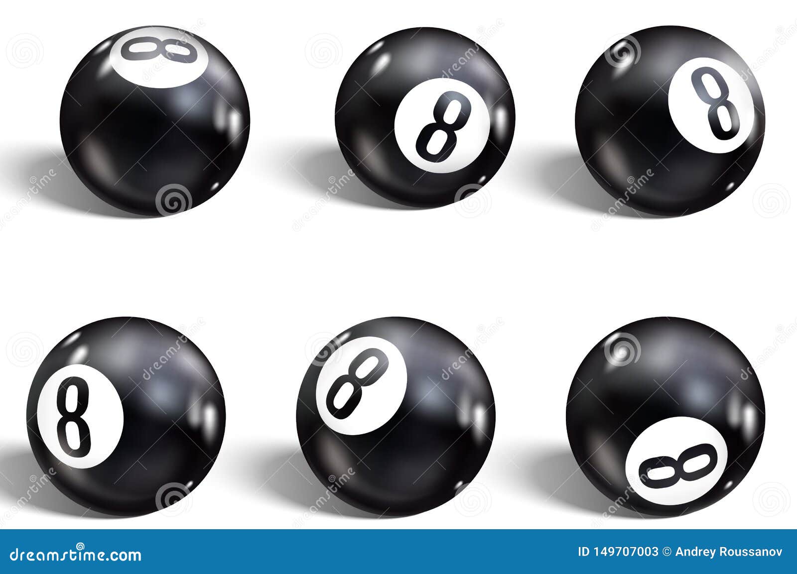 Eight Ball. Set of Realistic 8 Ball Stock Vector - Illustration of ...