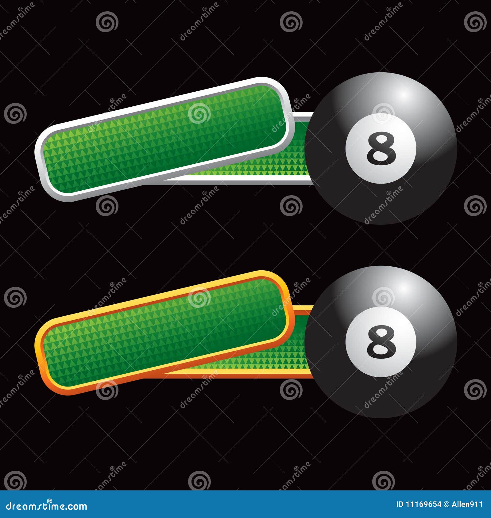Eight Ball on Tilted Green Banners Stock Vector - Illustration of luck ...