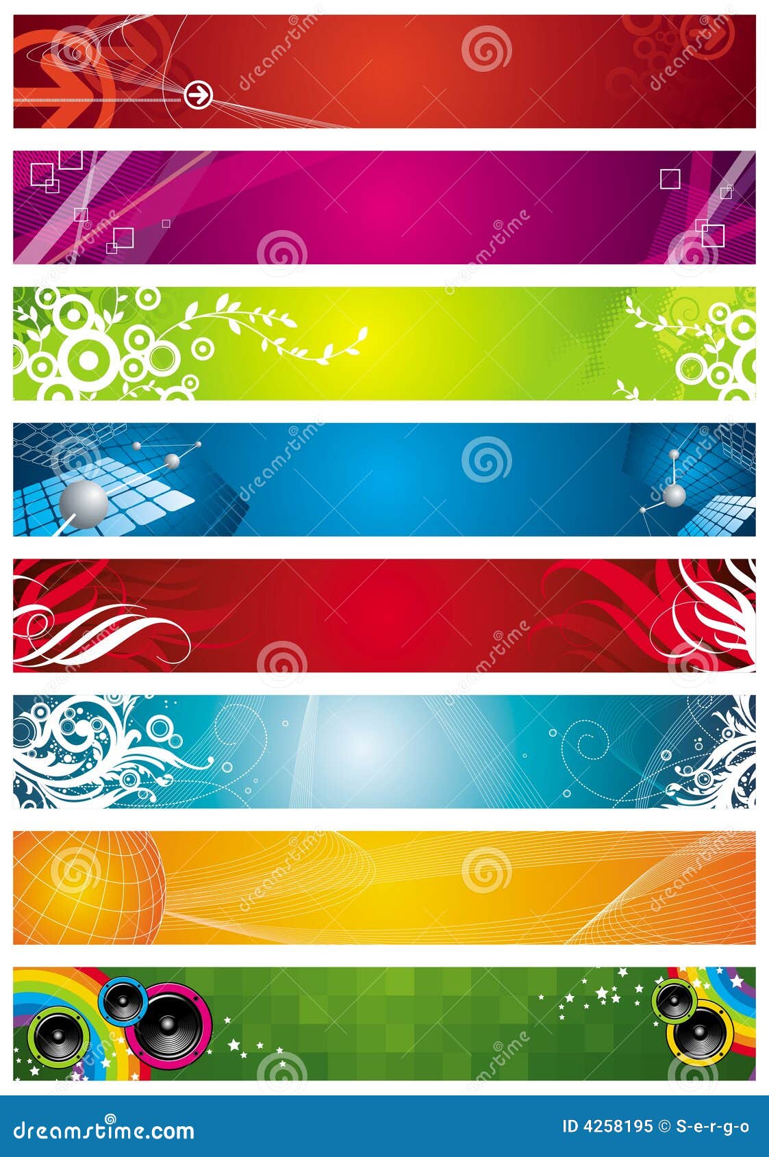 Eight banners stock vector. Illustration of beauty, floral - 4258195