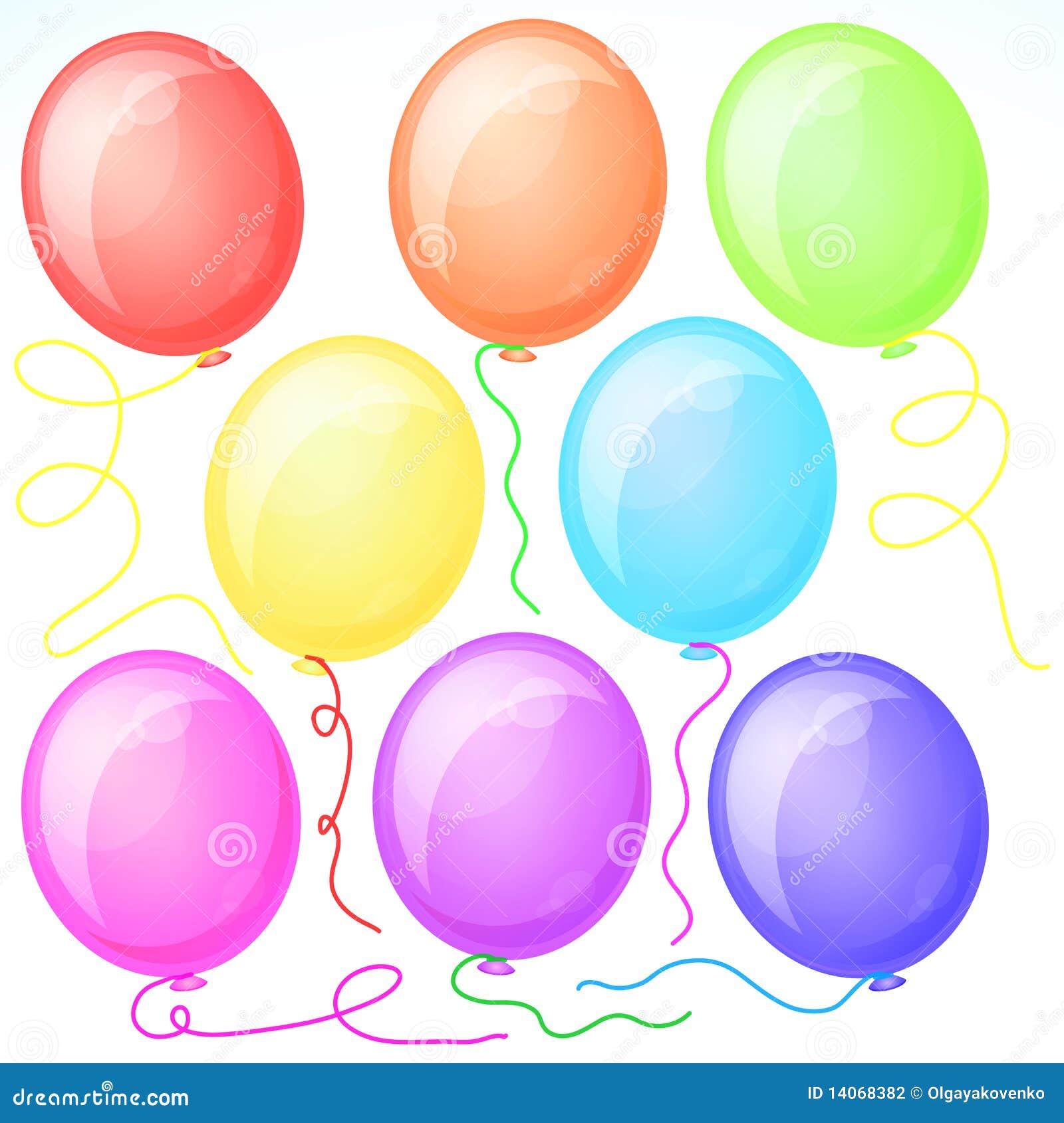 Eight Beautiful Party Balloons. Stock Vector - Illustration of elements ...