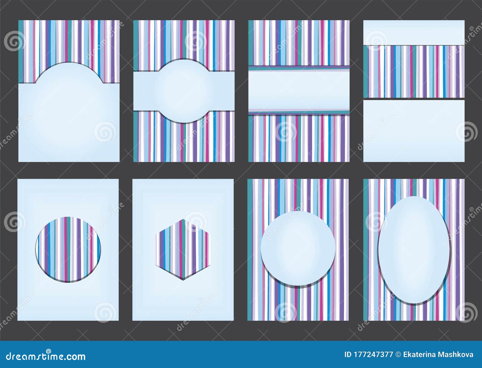 Eight Blue Striped Blank Labels Stock Vector - Illustration of violet ...