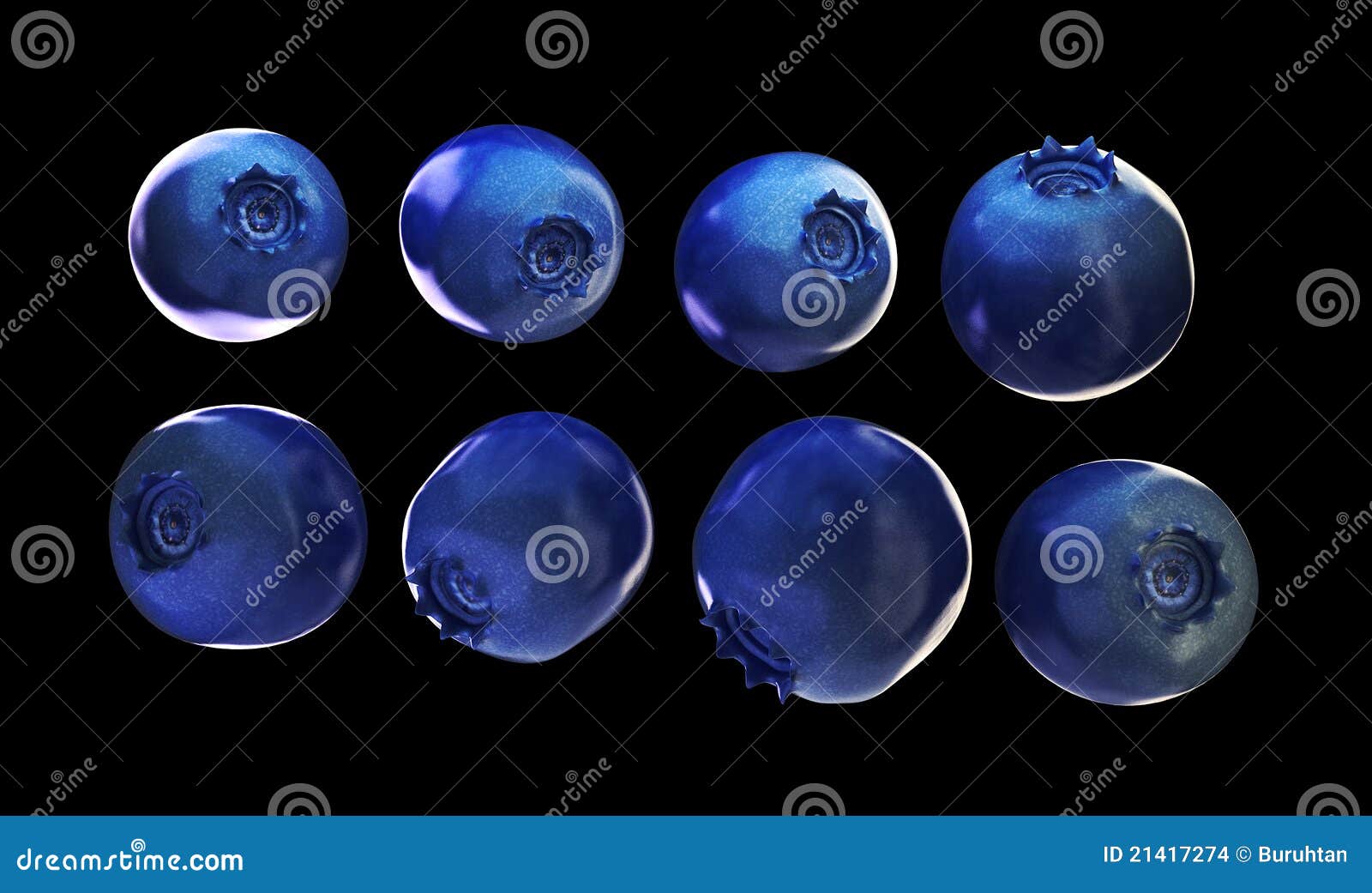 Eight Blueberries with Clipping Path Stock Illustration - Illustration ...