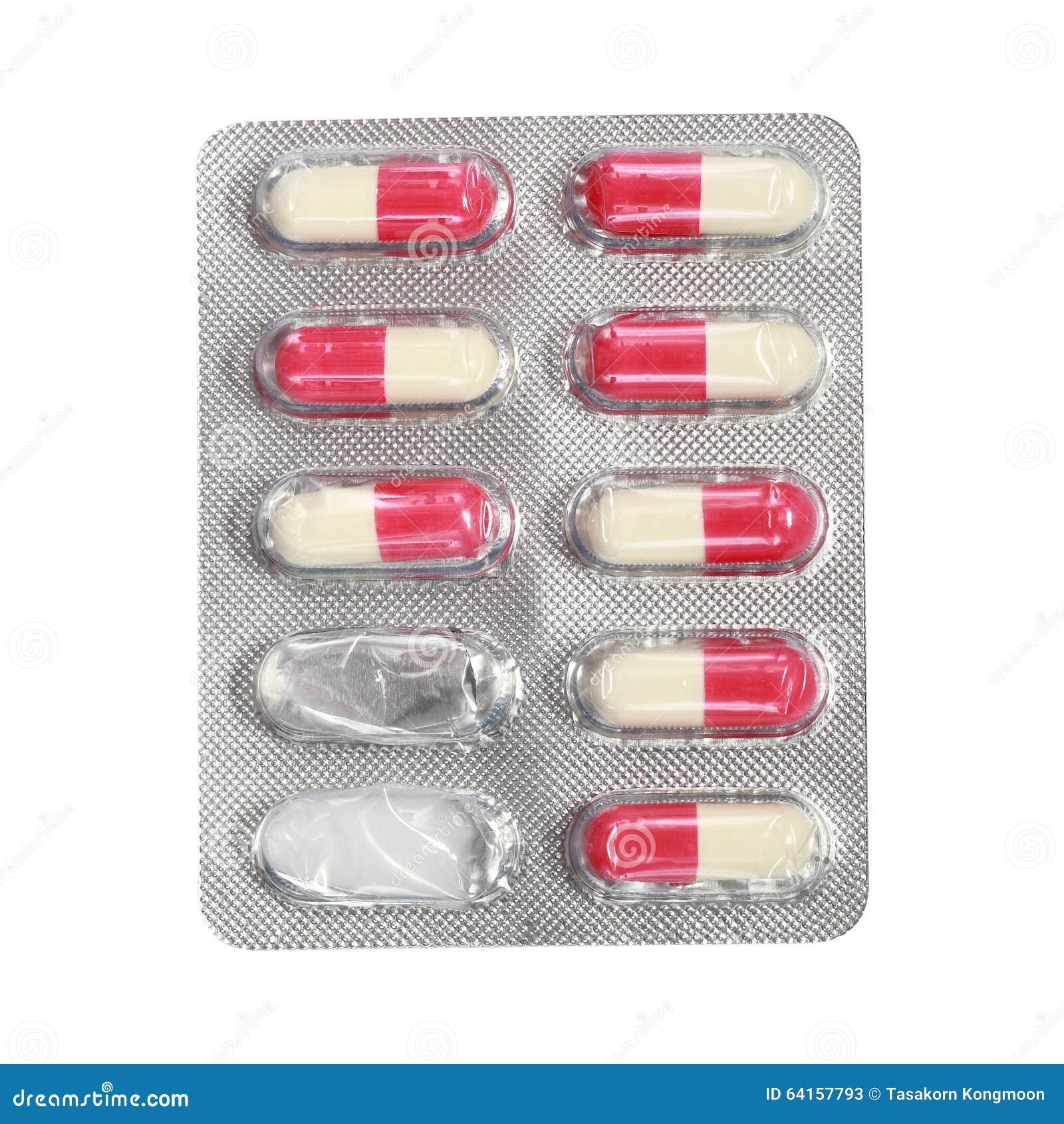 Eight Capsules in Foil Package Isolated on White Stock Image - Image of ...