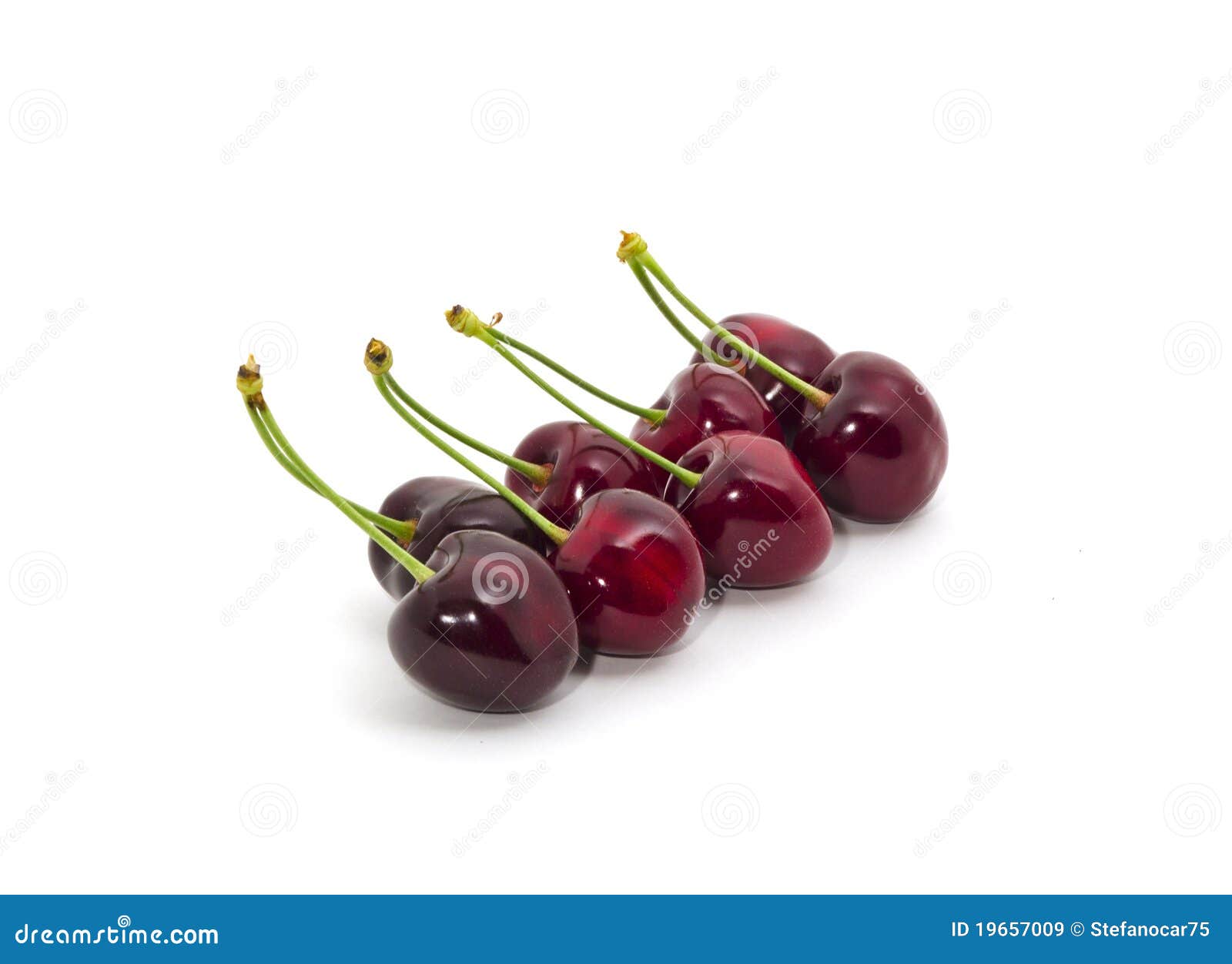 Eight cherries in a row stock image. Image of green, bright - 19657009