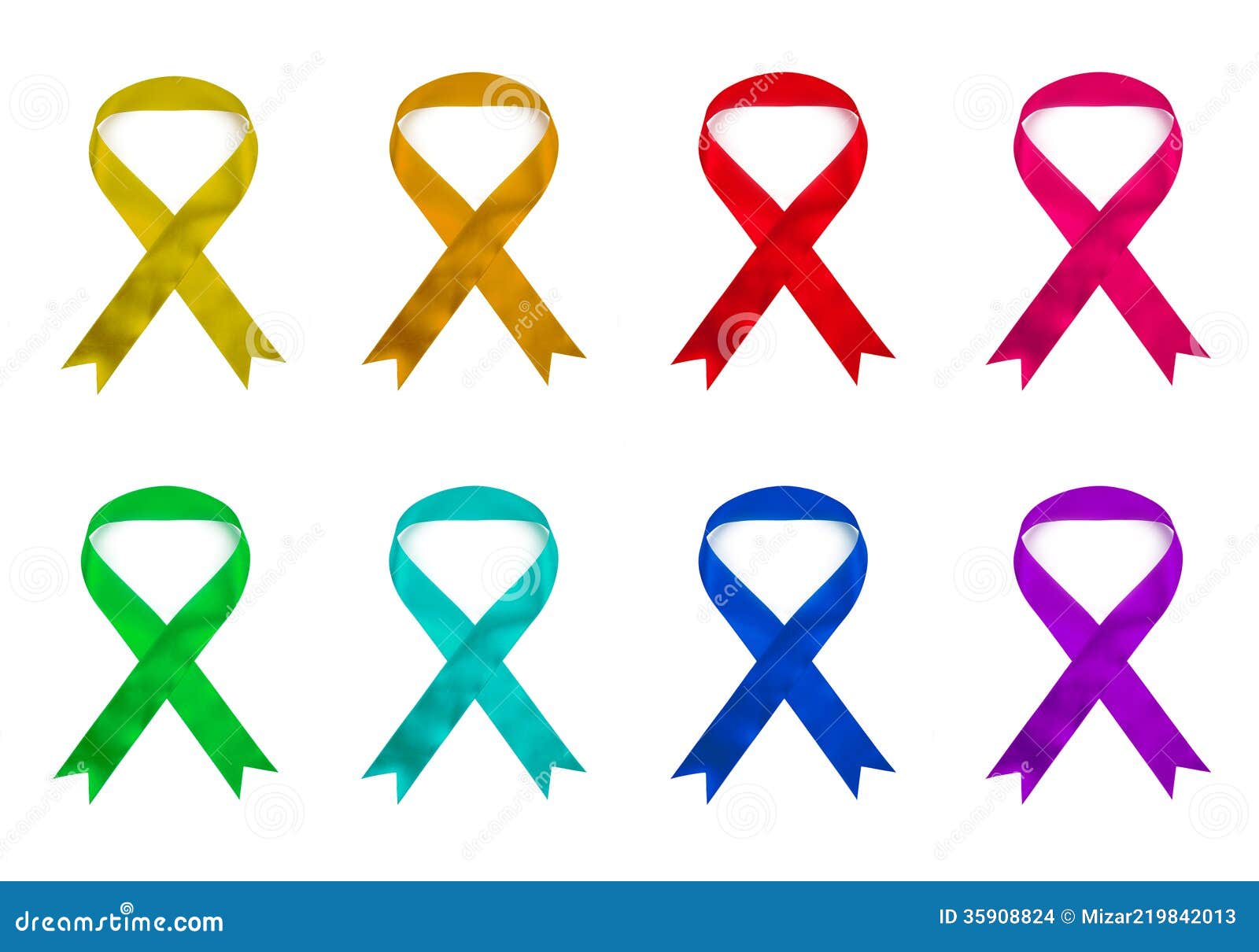 Eight Colored Ribbons on White Stock Photo - Image of blue, colored ...
