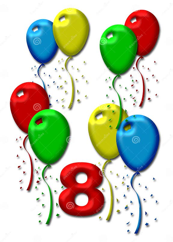 Eight colorful balloons stock illustration. Illustration of blue - 6618520