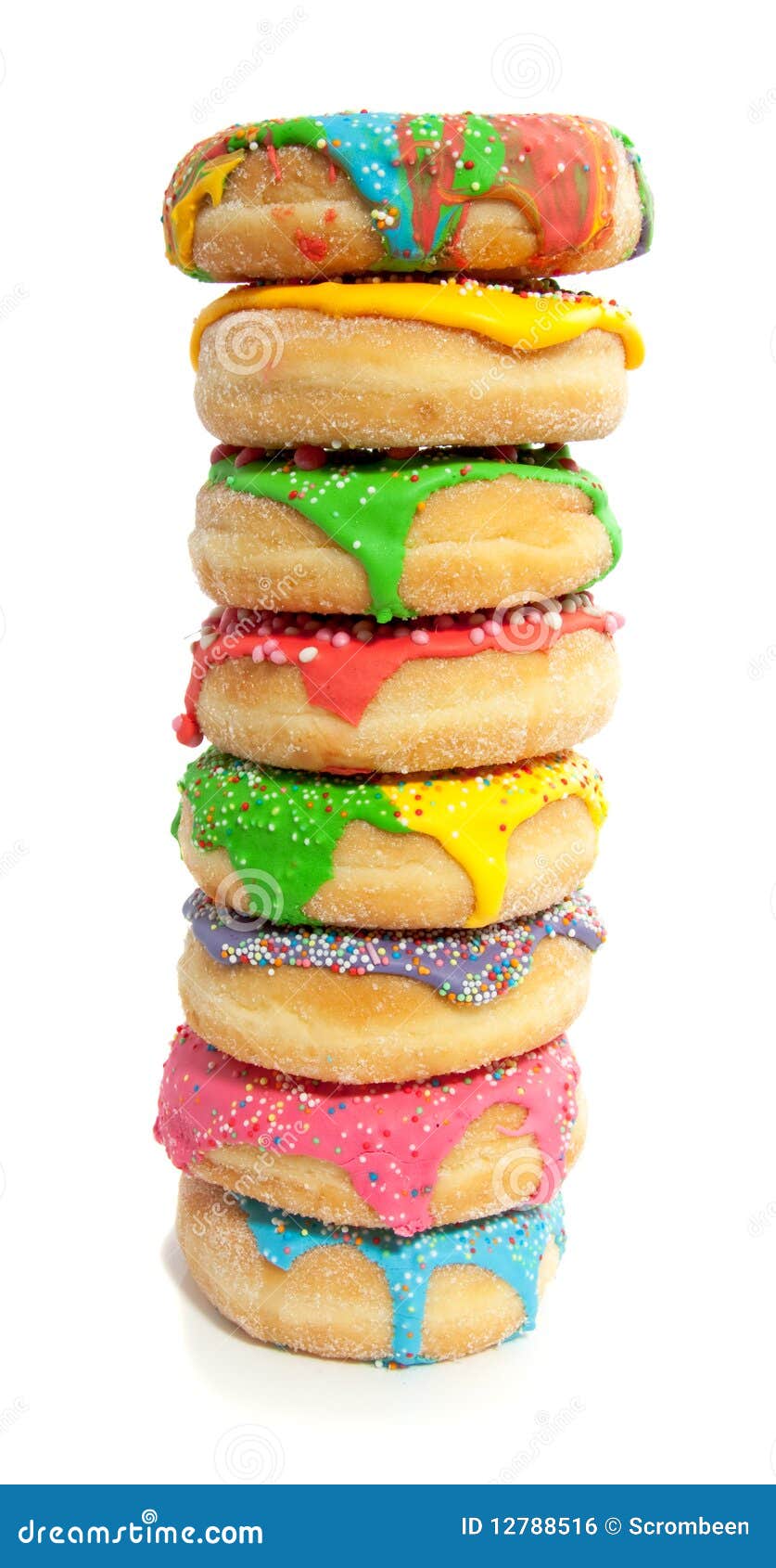 Eight Colorful Vertical Donuts Stock Photo - Image of stacked, plate ...