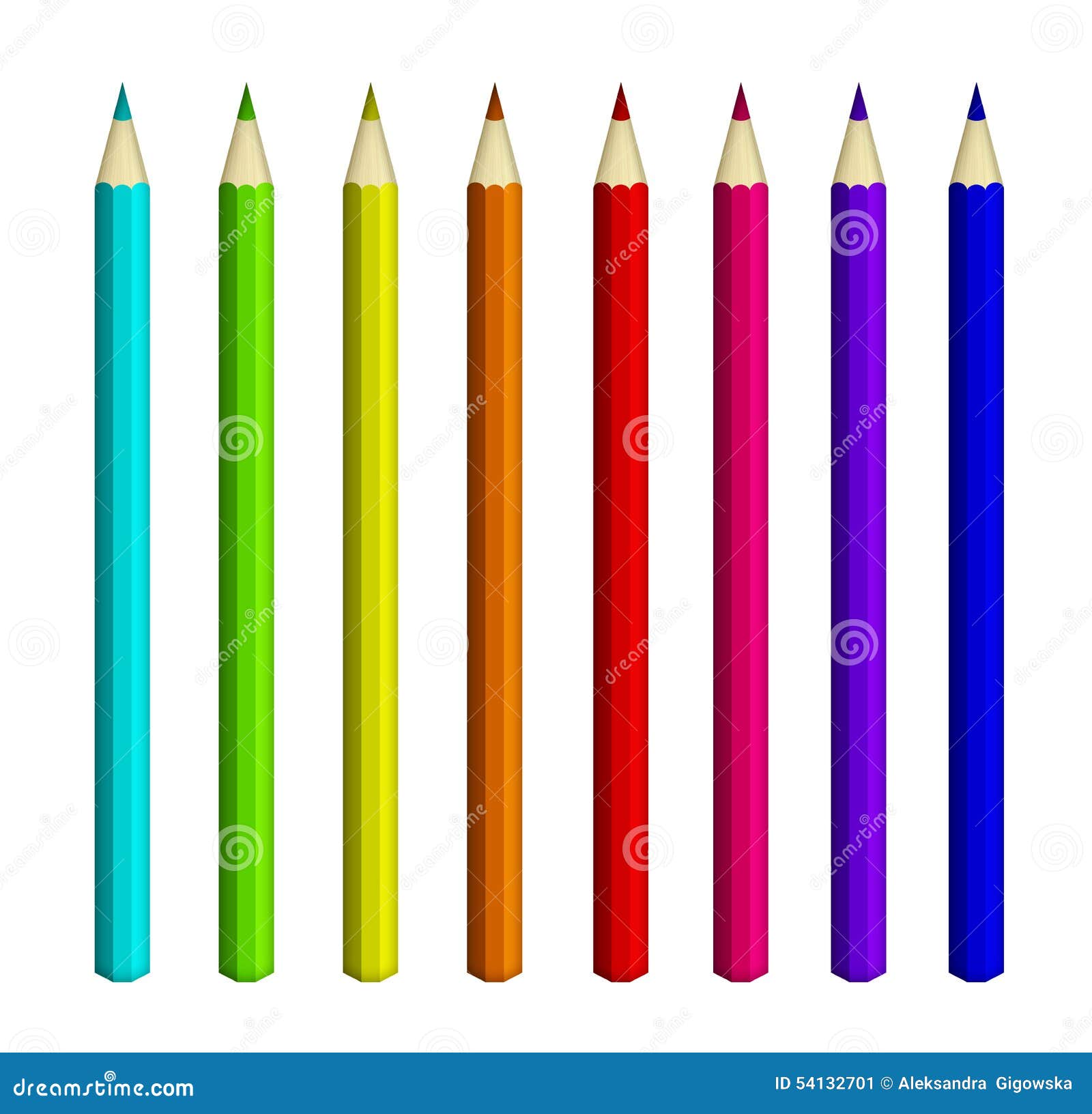 Eight Colour Pencils Isolated Over White Stock Illustration ...