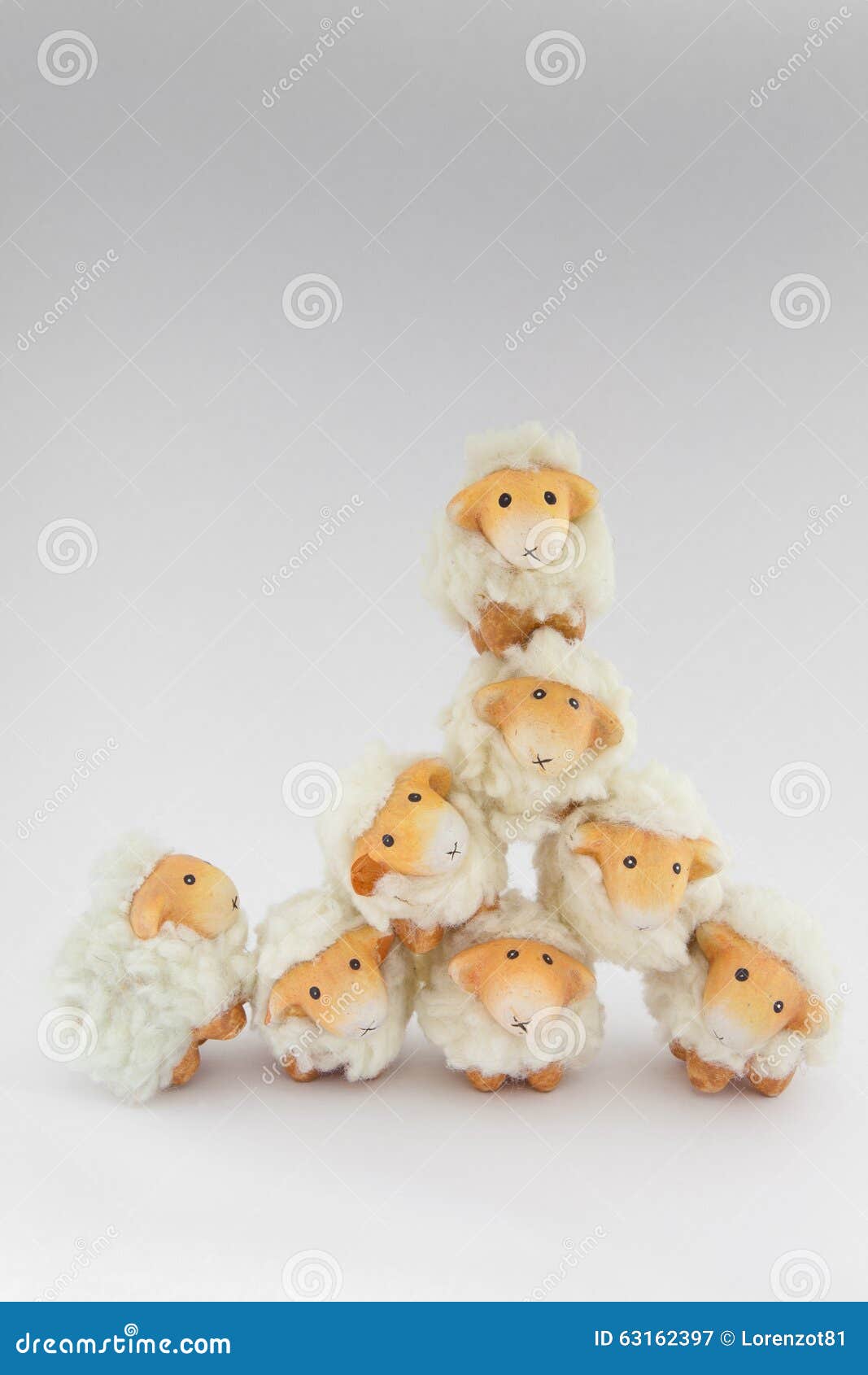 Eight Cute Sheep Playing Together Stock Image - Image of stack, pyramid ...