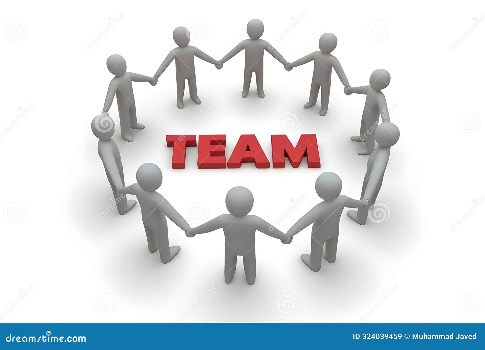 Eight 3D Figures Hold Hands Around TEAM, Emphasizing Unity Stock ...