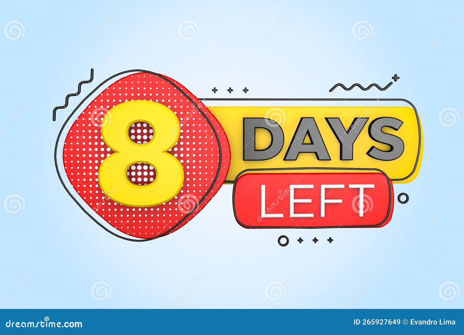 Eight Days Left. Left Days Countdown Banner in 3D. Sales Time Count ...