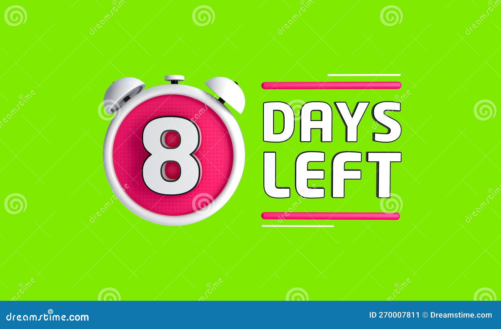 Eight Days Left. Left Days Countdown Banner in 3D. Sales Time Count ...