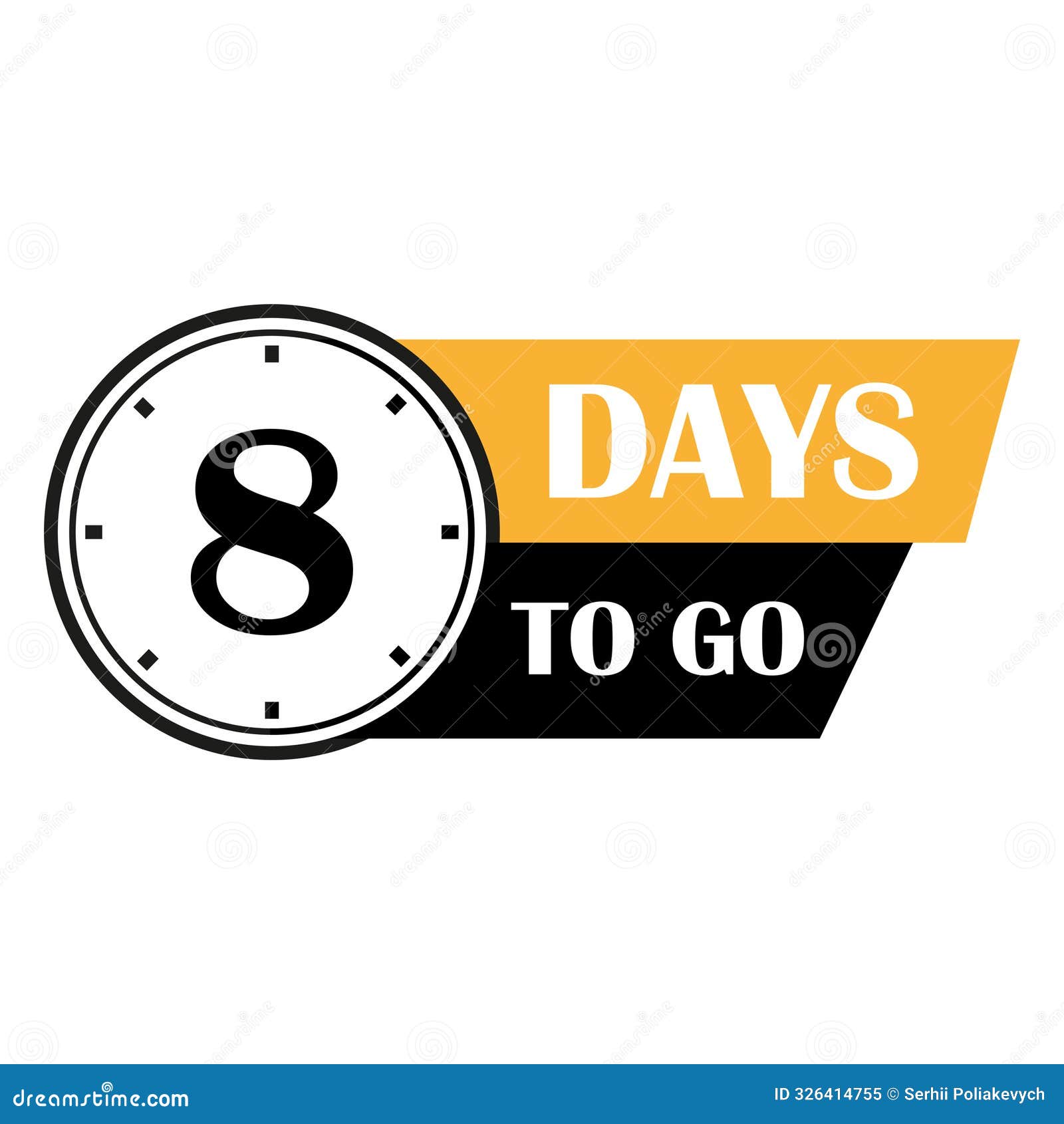 Eight Days Remaining. Countdown Timer. 8 Days To Go. Vector ...
