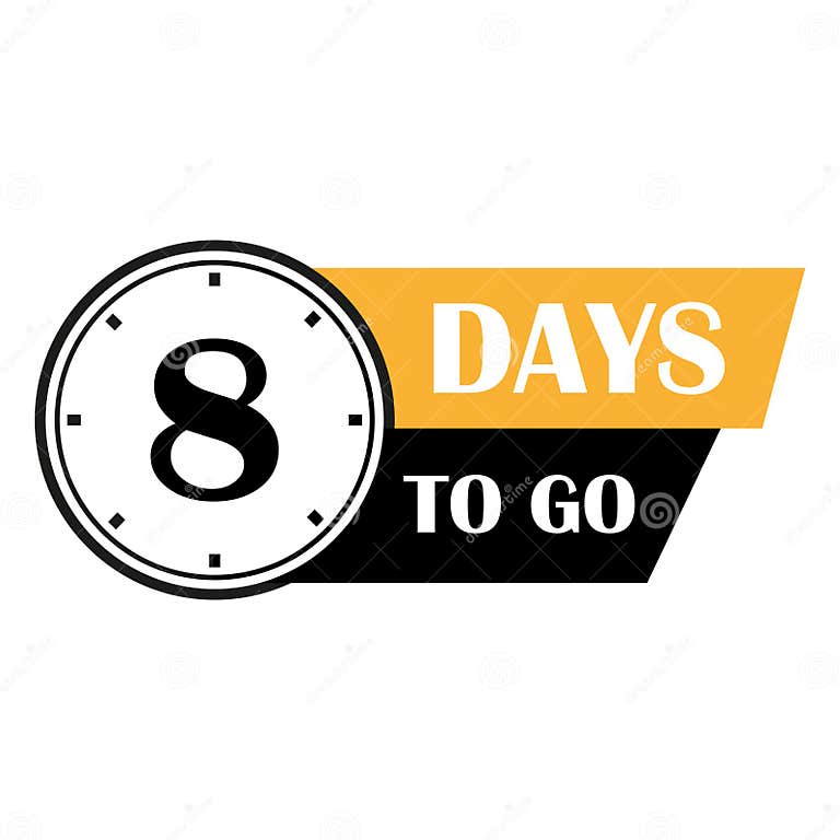 Eight Days Remaining. Countdown Timer. 8 Days To Go. Vector ...