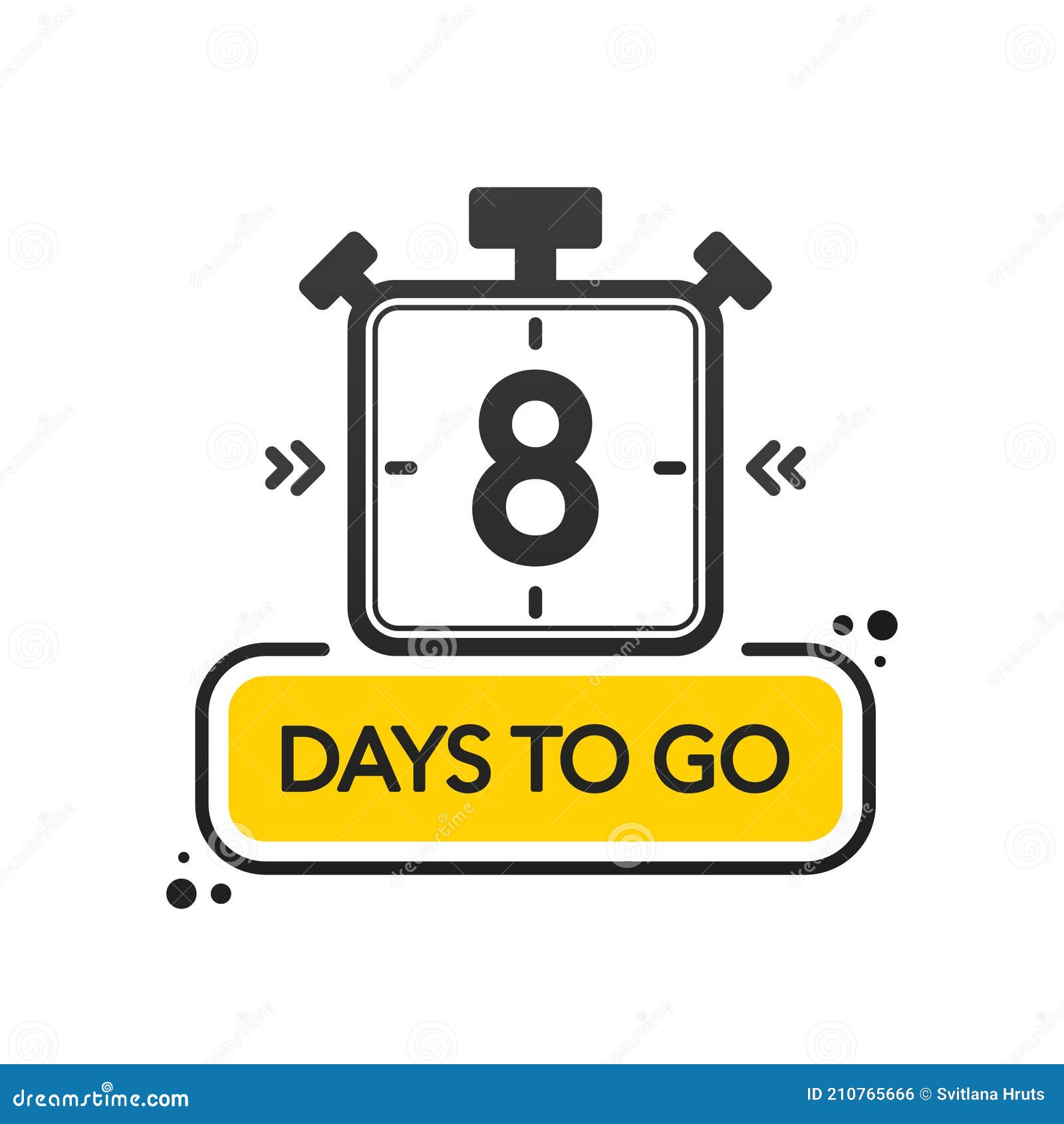 Eight Days To Go. Flat Style on White Background. Countdown Timer ...