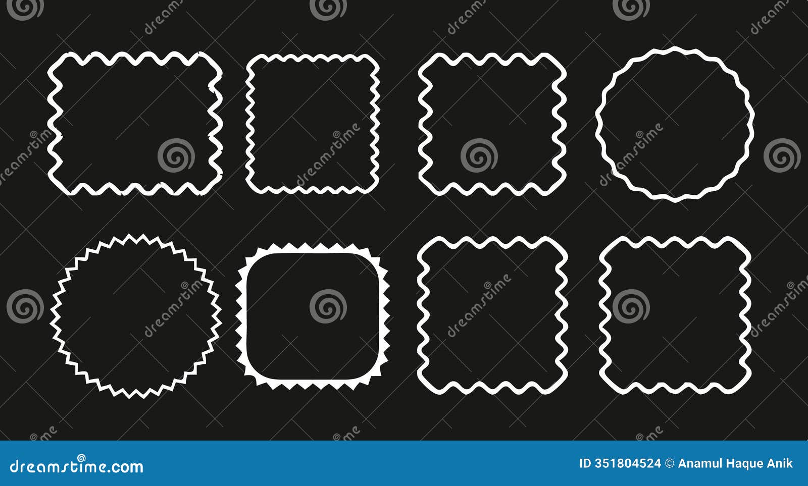 Eight Decorative Wavy Spiky Frames Design Elements Border Templates ...