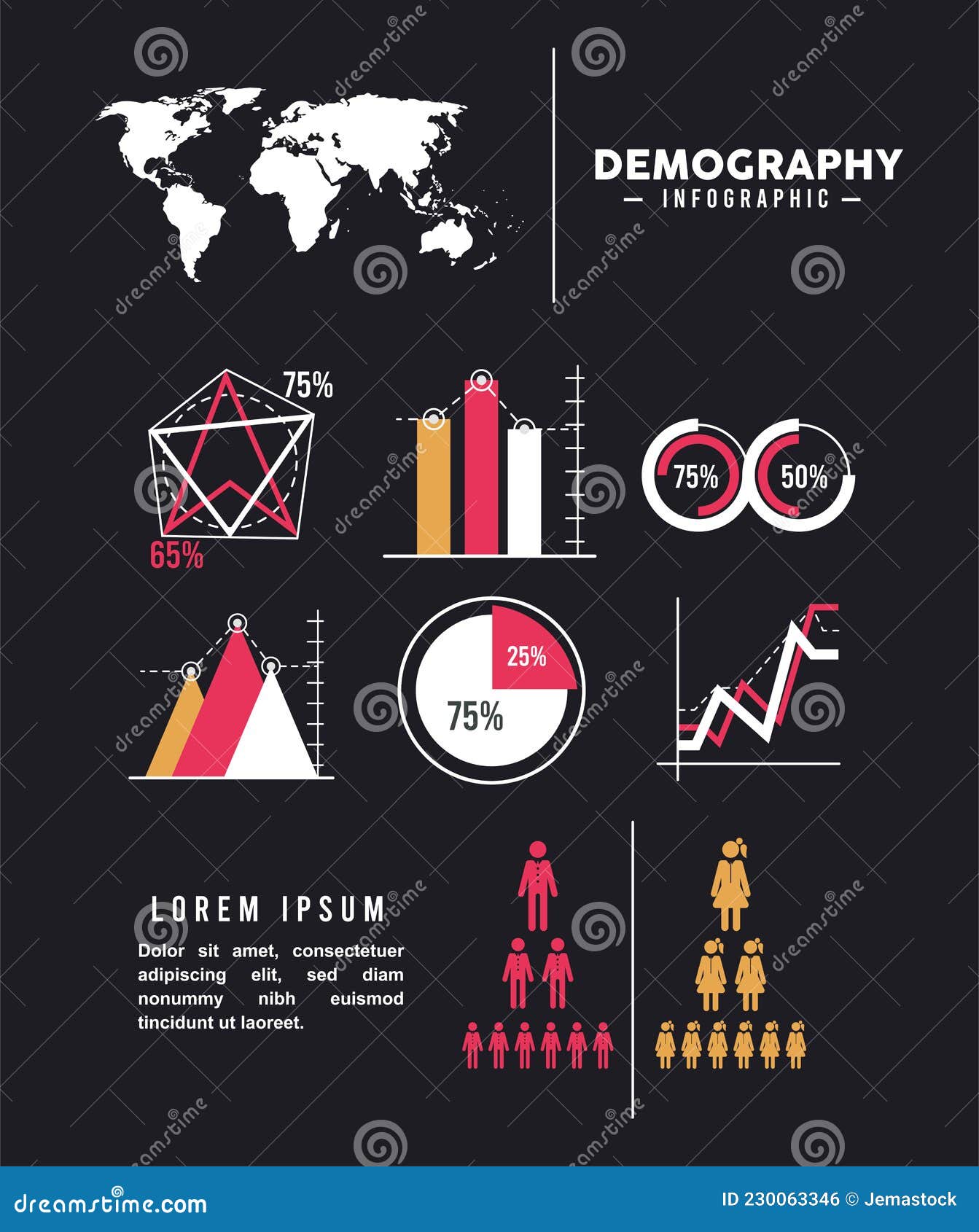Eight Demography Infographic Icons Stock Vector - Illustration of ...